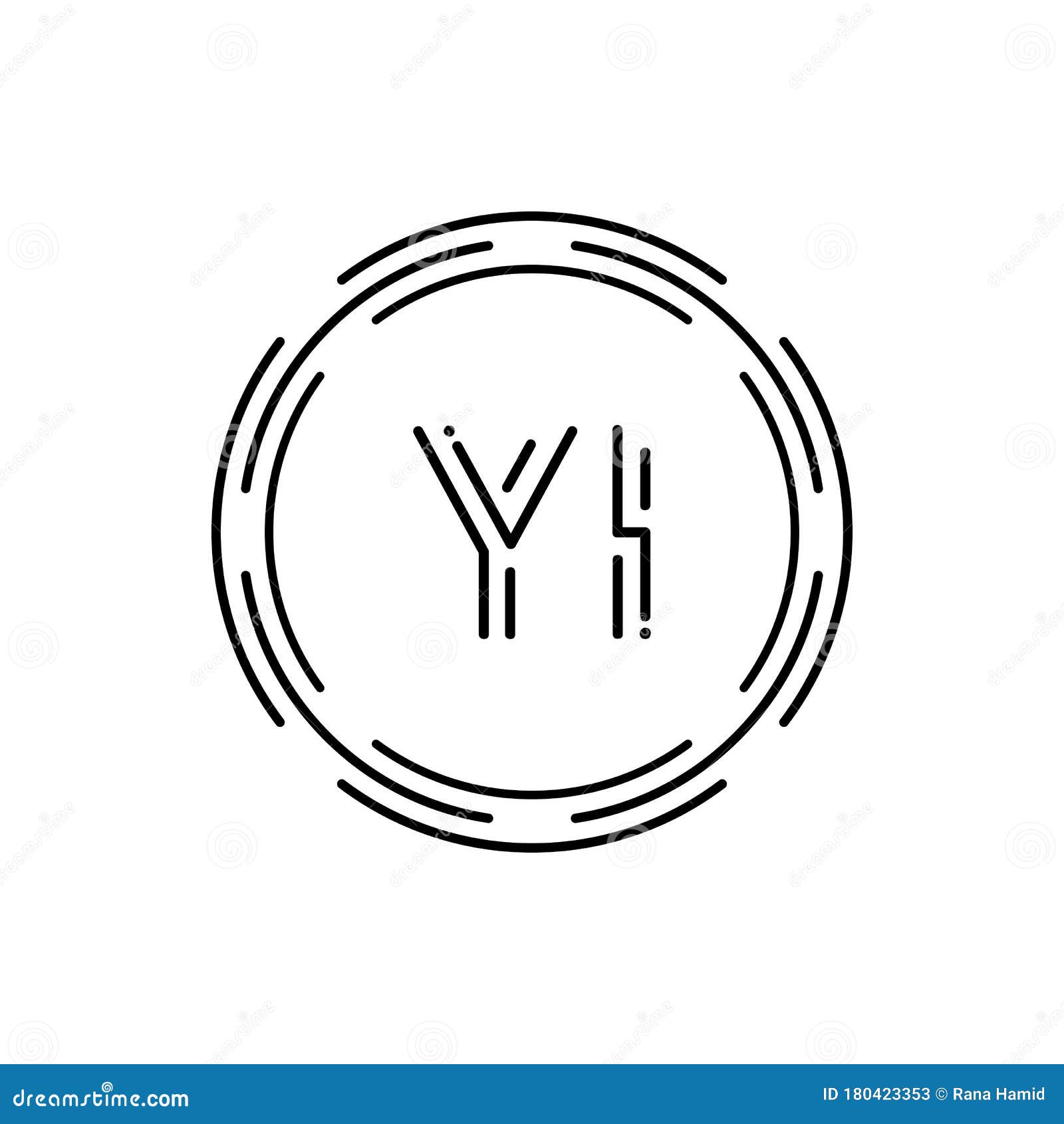 Initial YI Logo Design Vector Template. Creative Circle Letter YI ...