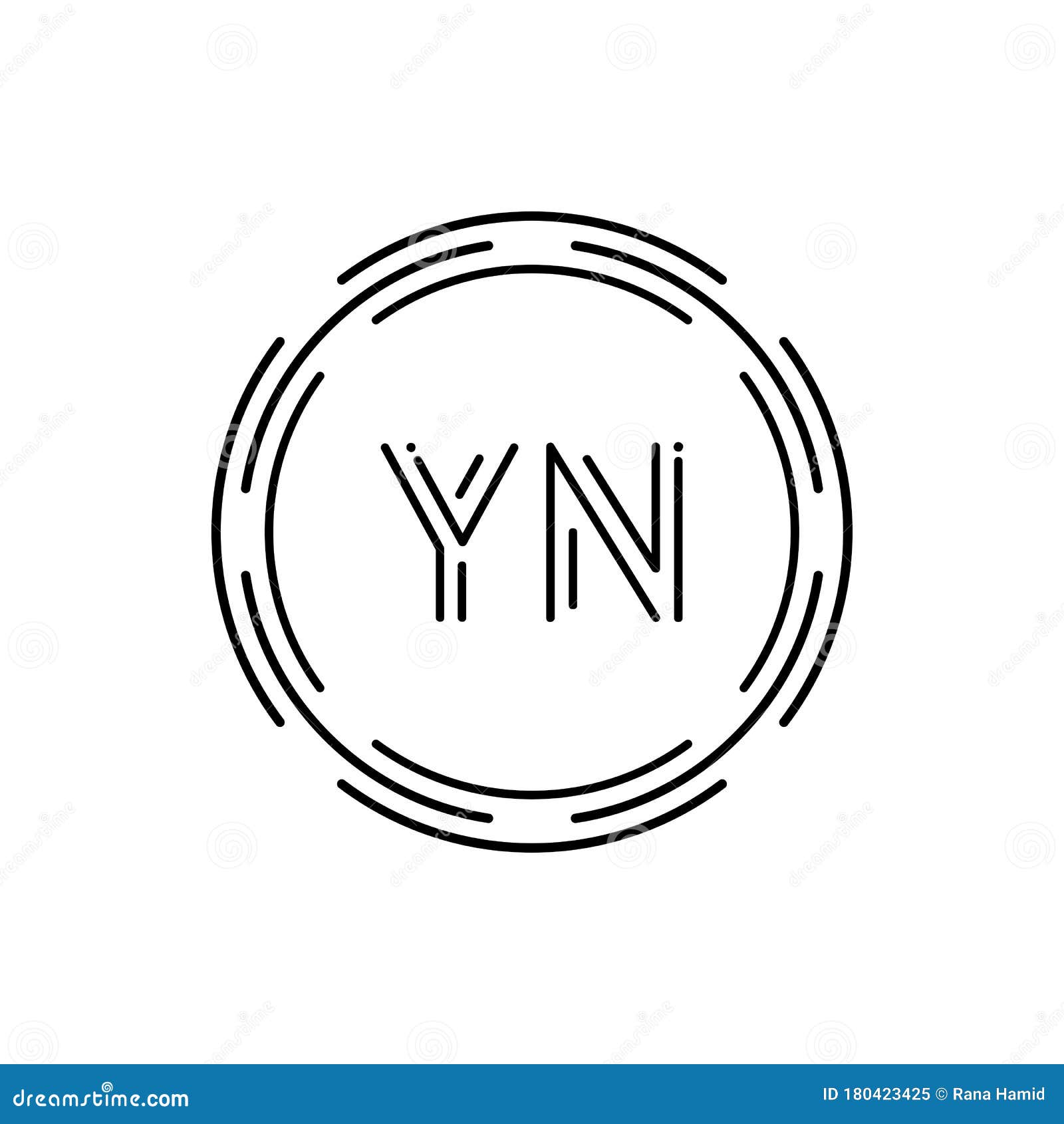 Initial YN Logo Design Vector Template. Creative Circle Letter YN ...