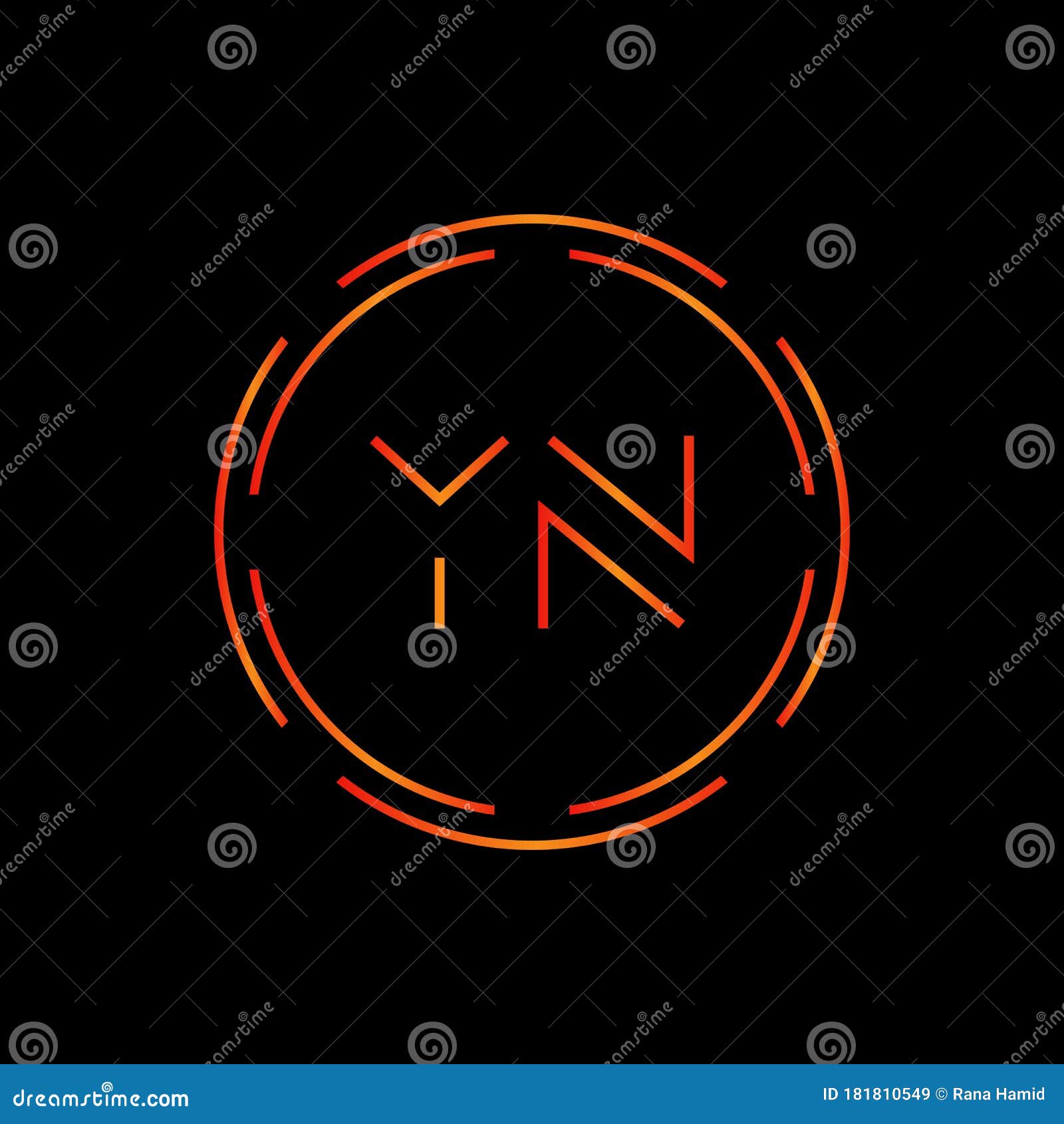 Initial YN Logo Design Vector Template. Creative Circle Letter YN ...