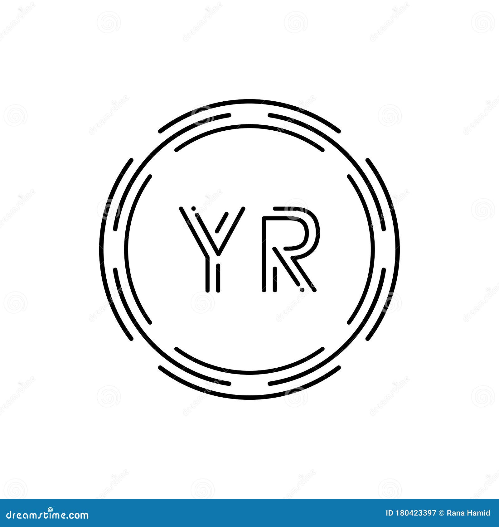 Initial YR Logo Design Vector Template. Creative Circle Letter YR ...