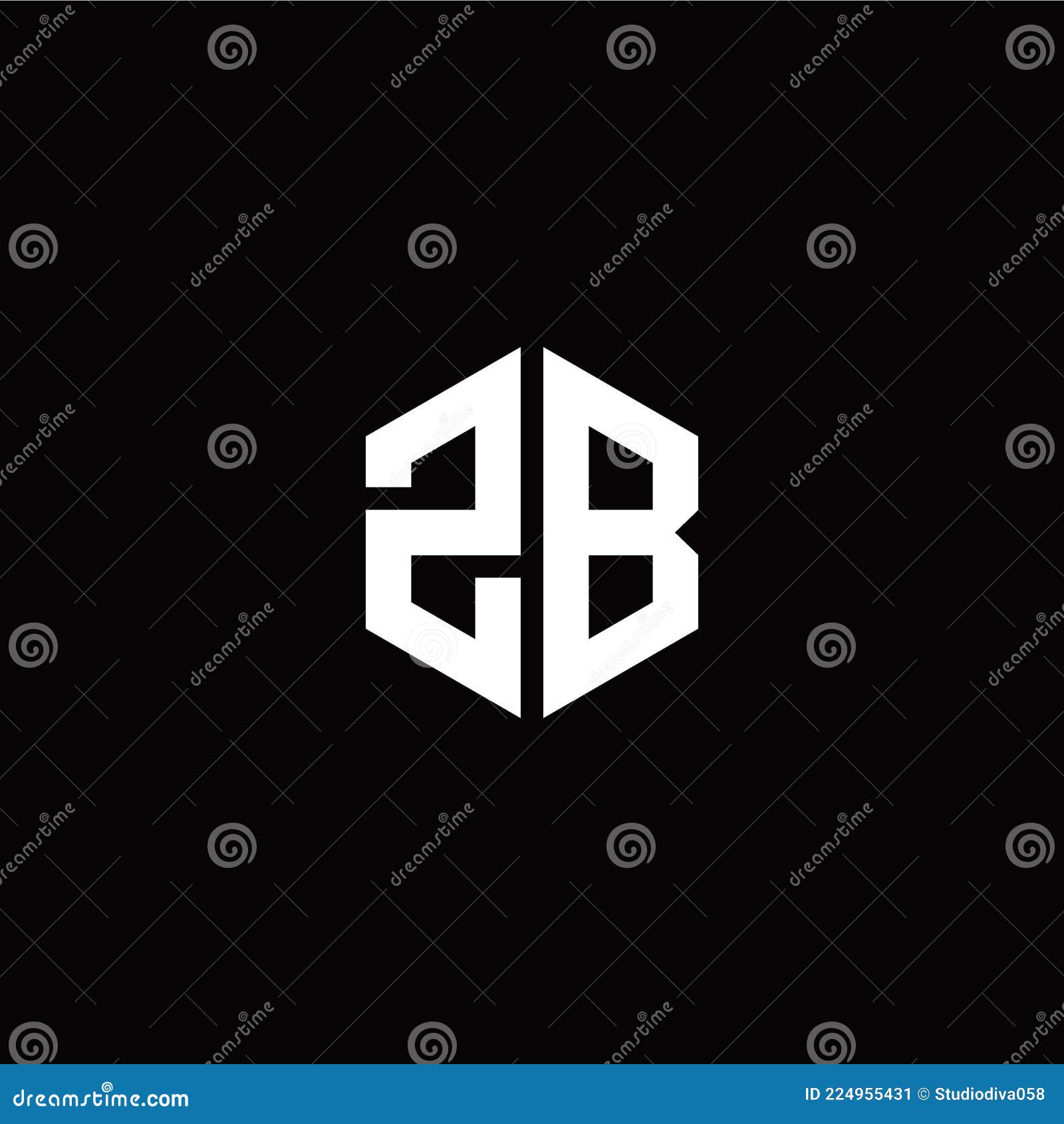 Initial Z B Letter with Polygon Modern Style Logo Template Vector Stock ...