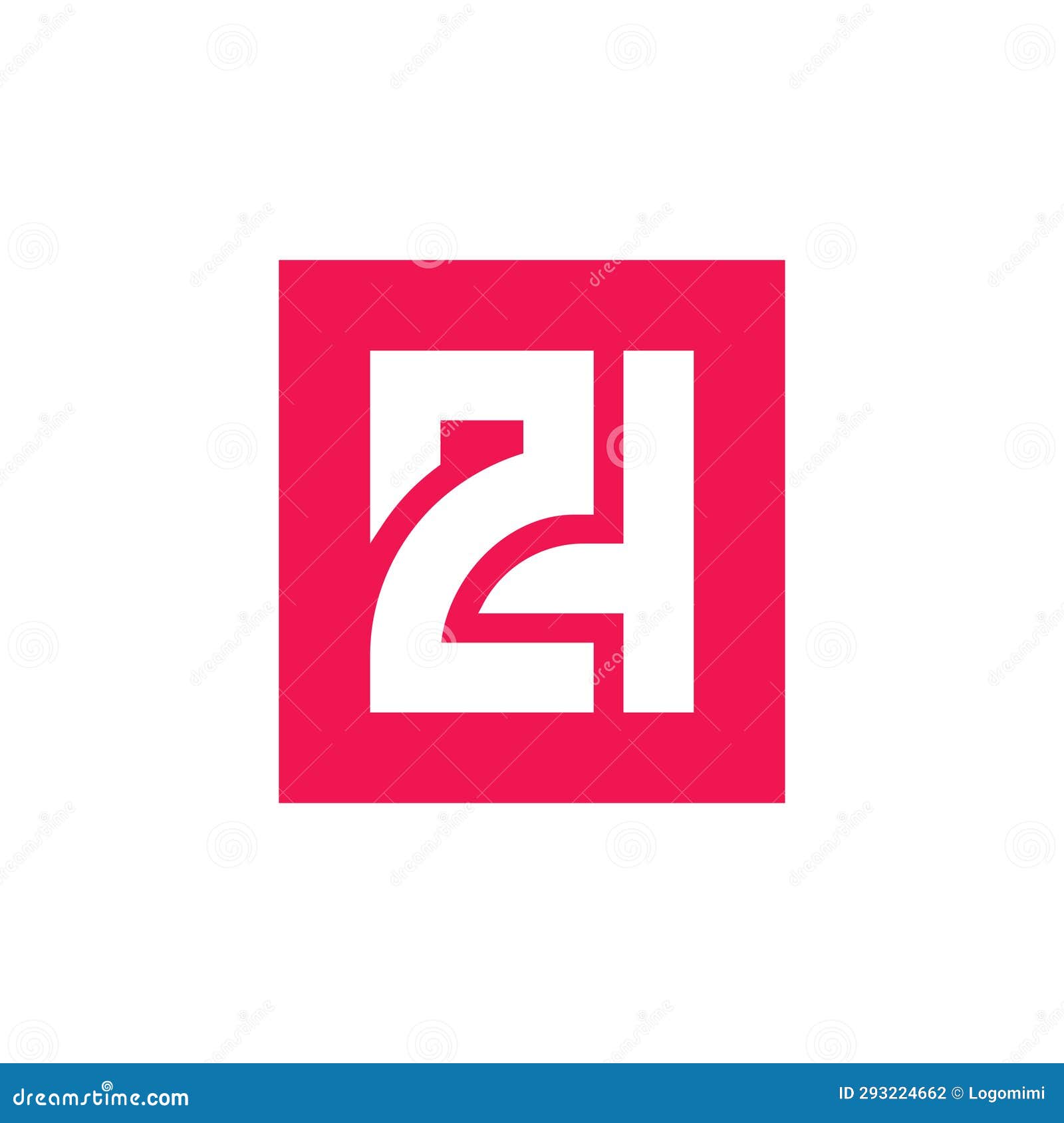 Initial ZH Logo Design, Square Shape Monogram Vector Stock Illustration ...