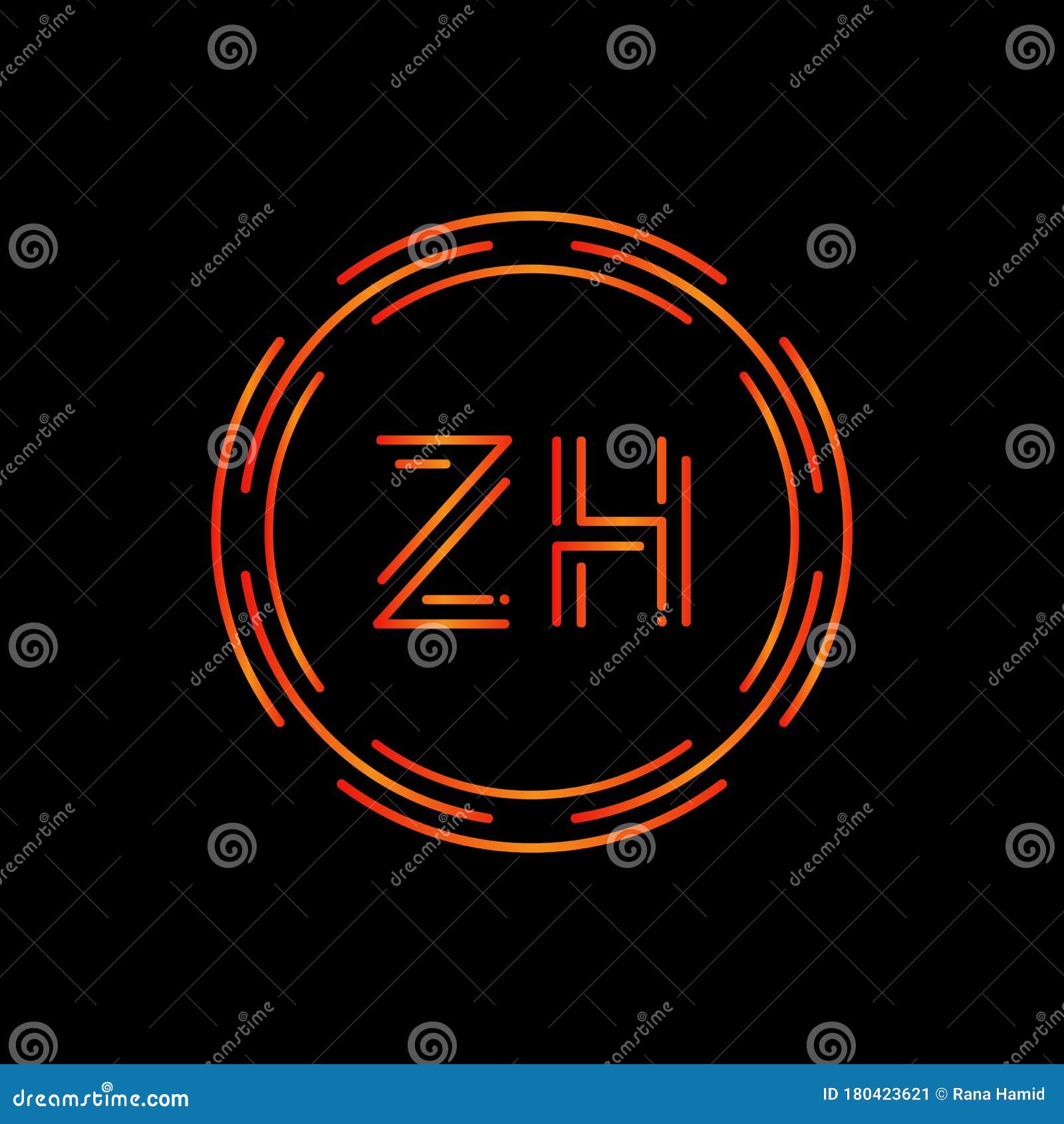 Initial ZH Logo Design Vector Template. Digital Circle Letter ZH ...