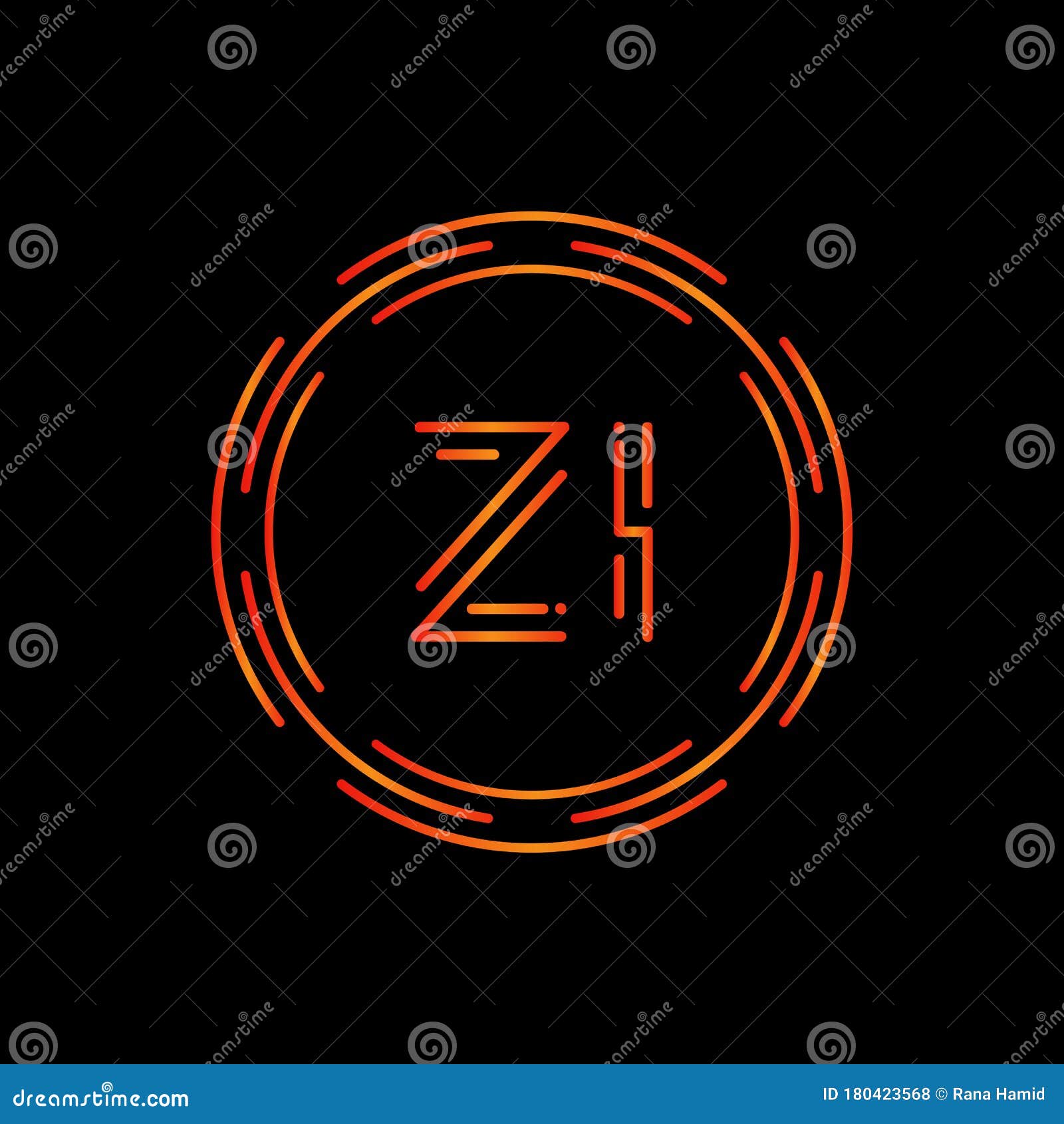 Initial ZI Logo Design Vector Template. Digital Circle Letter ZI ...
