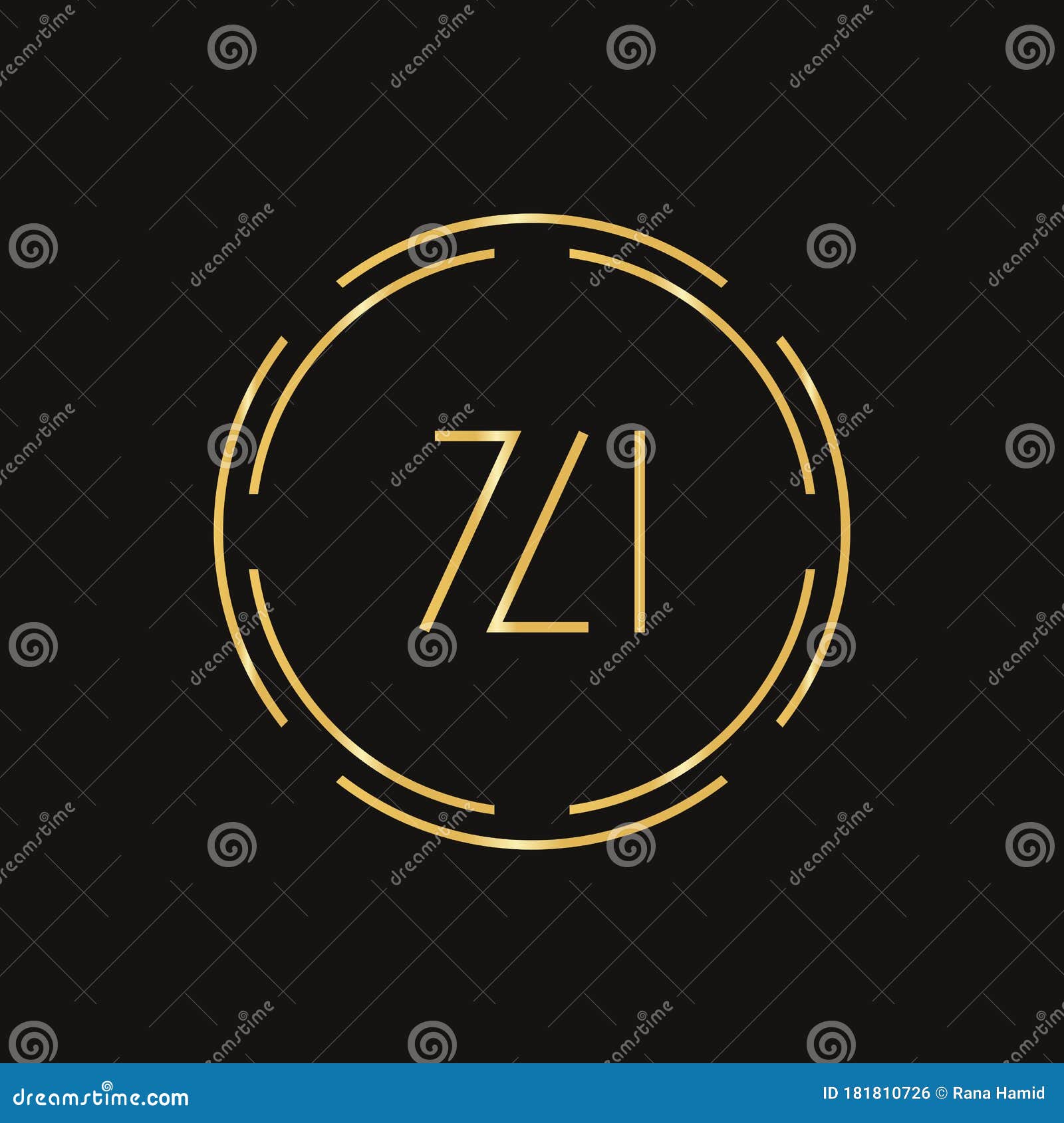 Initial ZI Logo Design Vector Template. Digital Circle Letter ZI ...