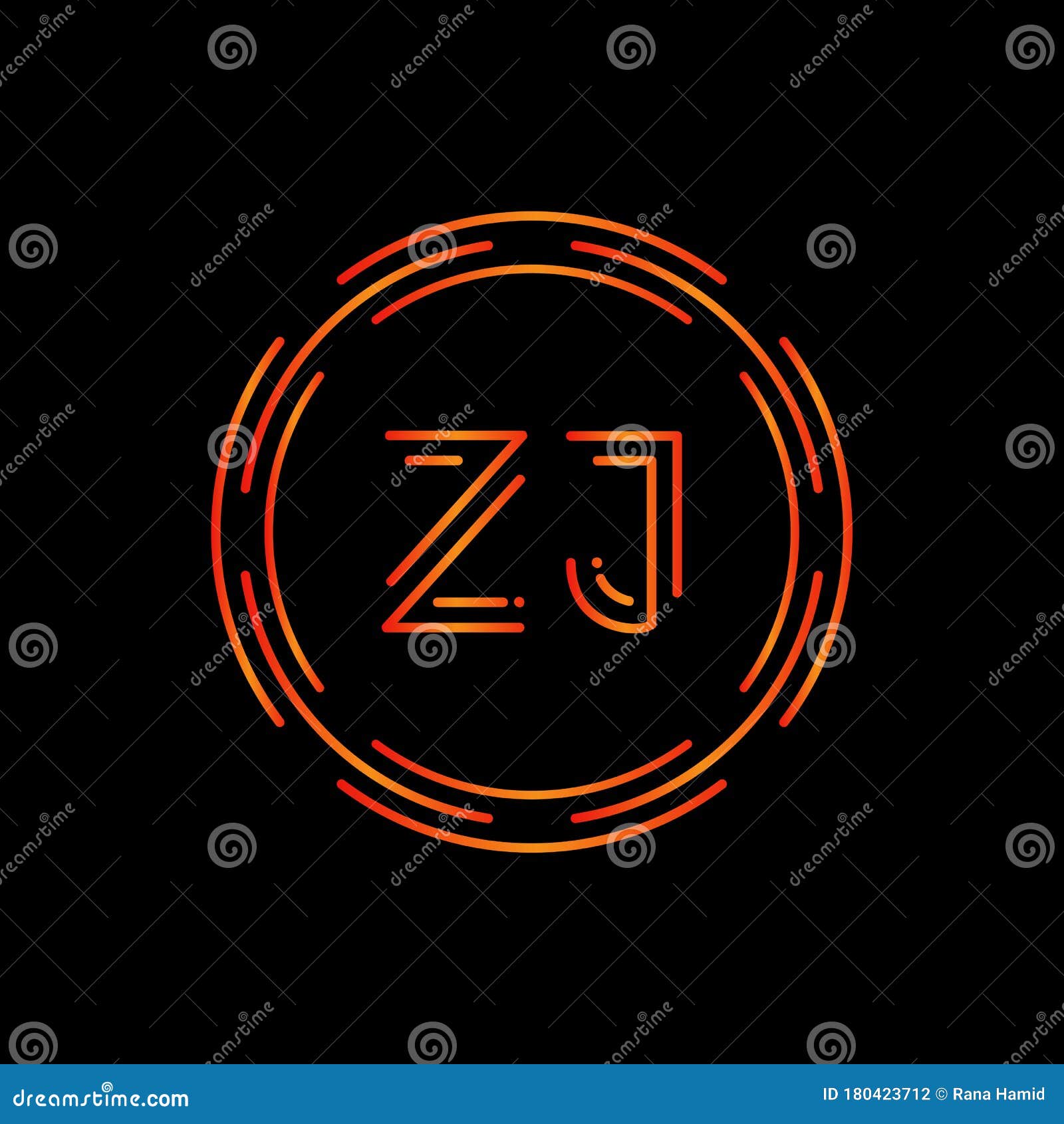 Initial ZJ Logo Design Vector Template. Digital Circle Letter ZJ ...