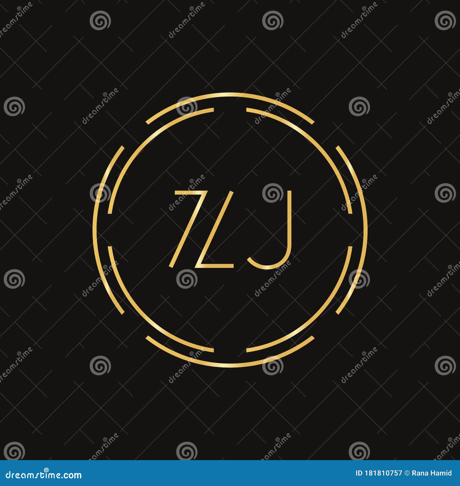 Initial ZJ Logo Design Vector Template. Digital Circle Letter ZJ ...