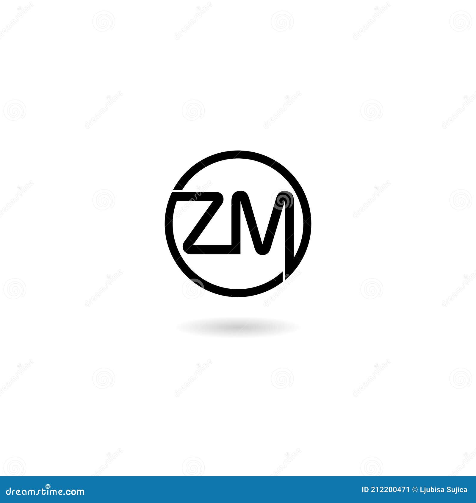 Initial ZM Logo Design with Shadow Stock Vector - Illustration of ...