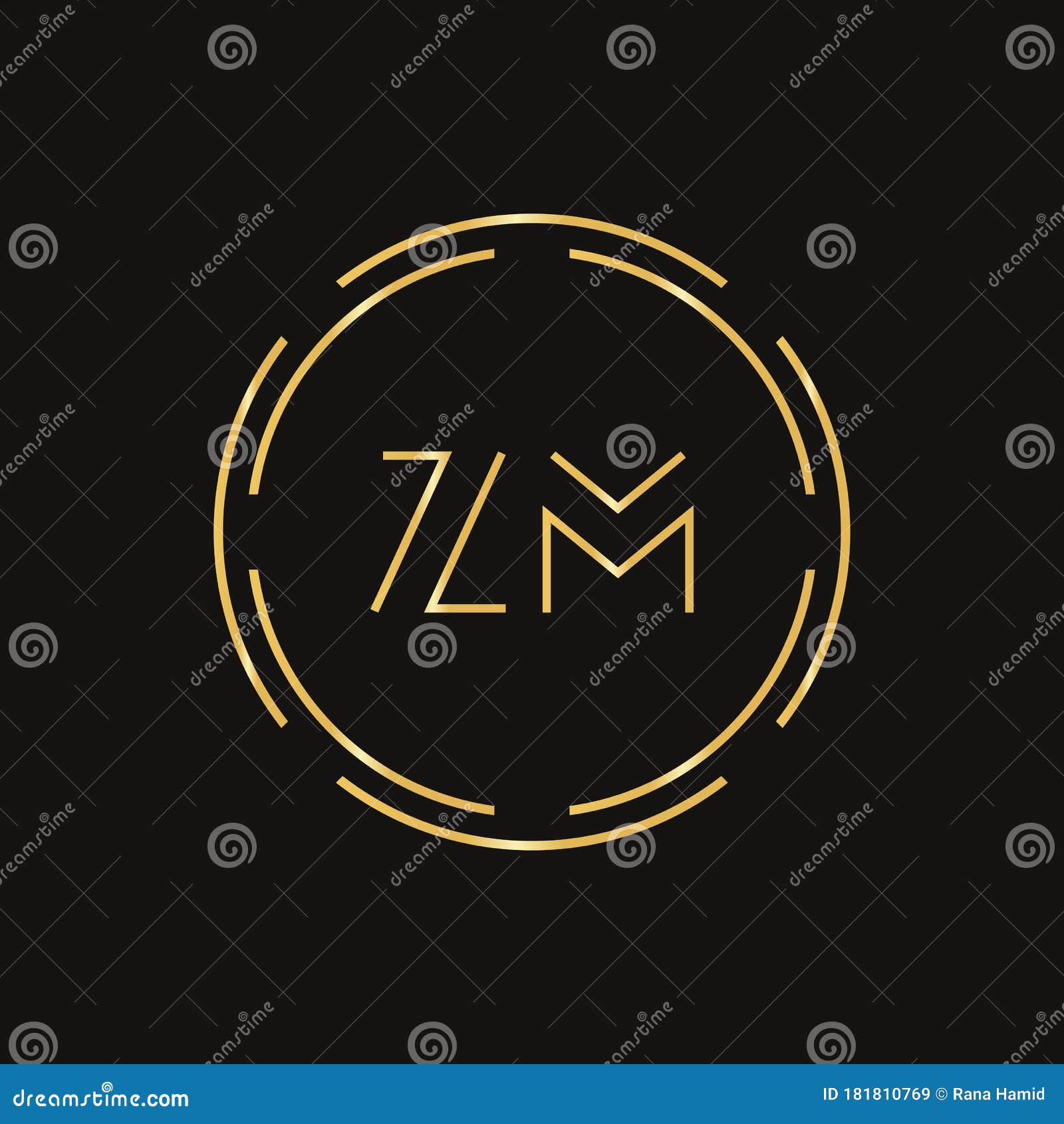 Initial ZM Logo Design Vector Template. Digital Circle Letter ZM ...