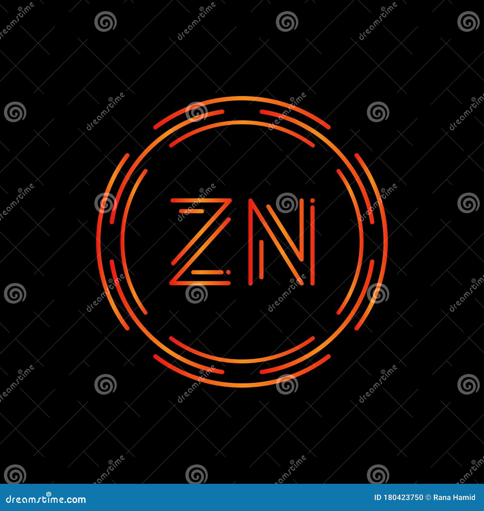 Initial ZN Logo Design Vector Template. Digital Circle Letter ZN ...