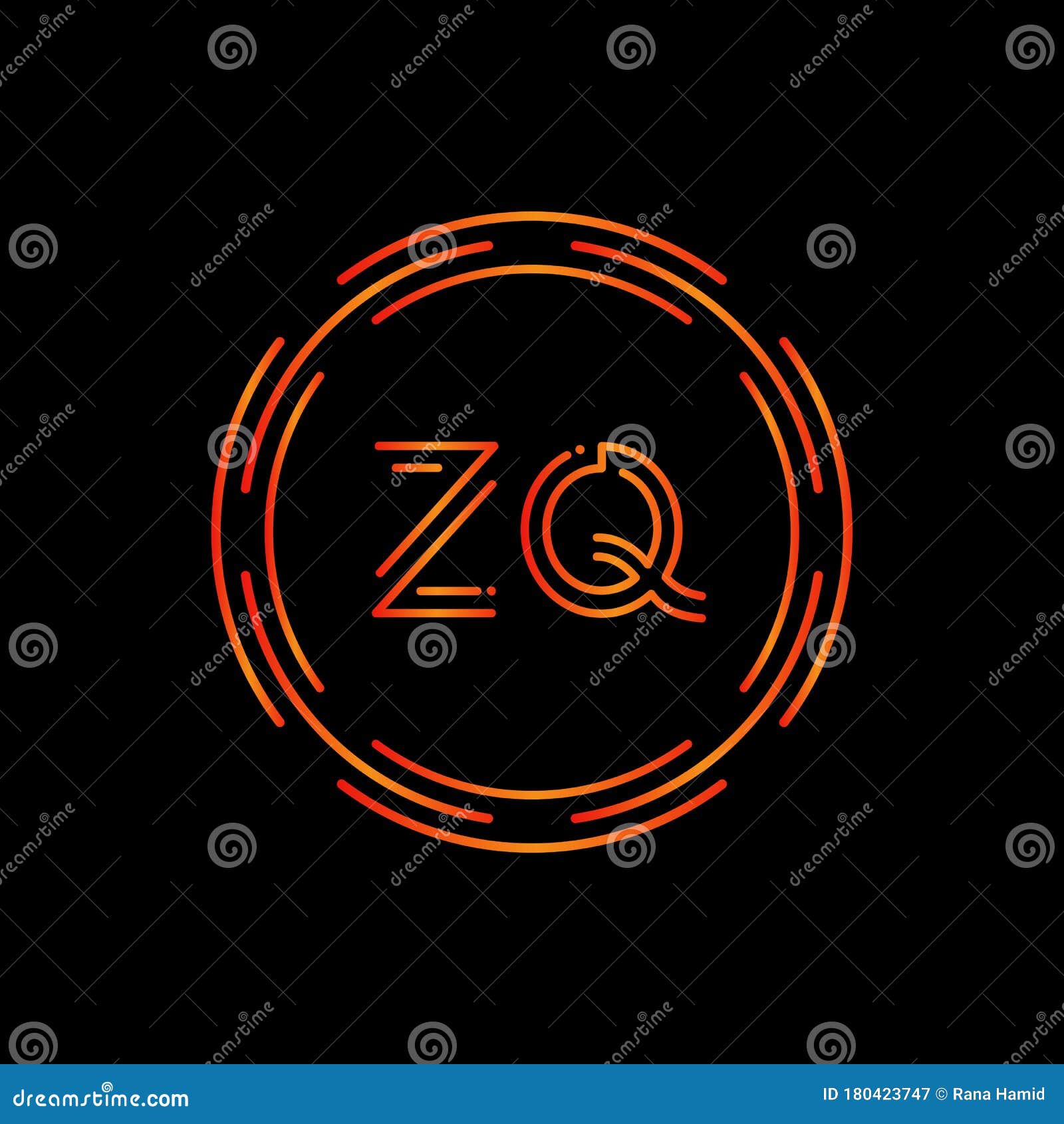 Initial ZQ Logo Design Vector Template. Digital Circle Letter ZQ ...