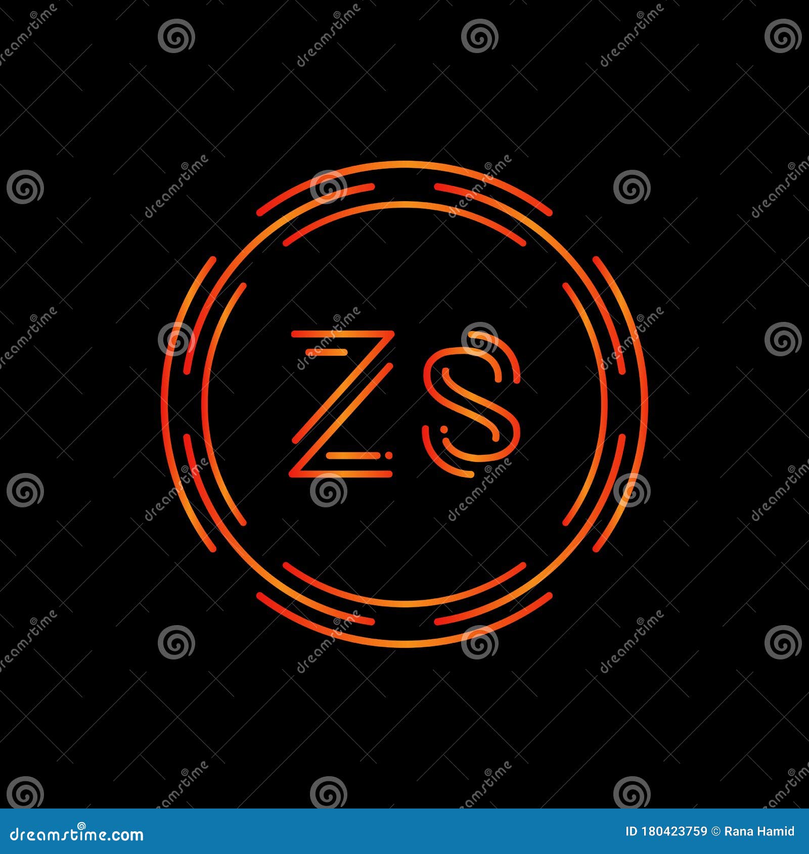 Initial ZS Logo Design Vector Template. Digital Circle Letter ZS ...