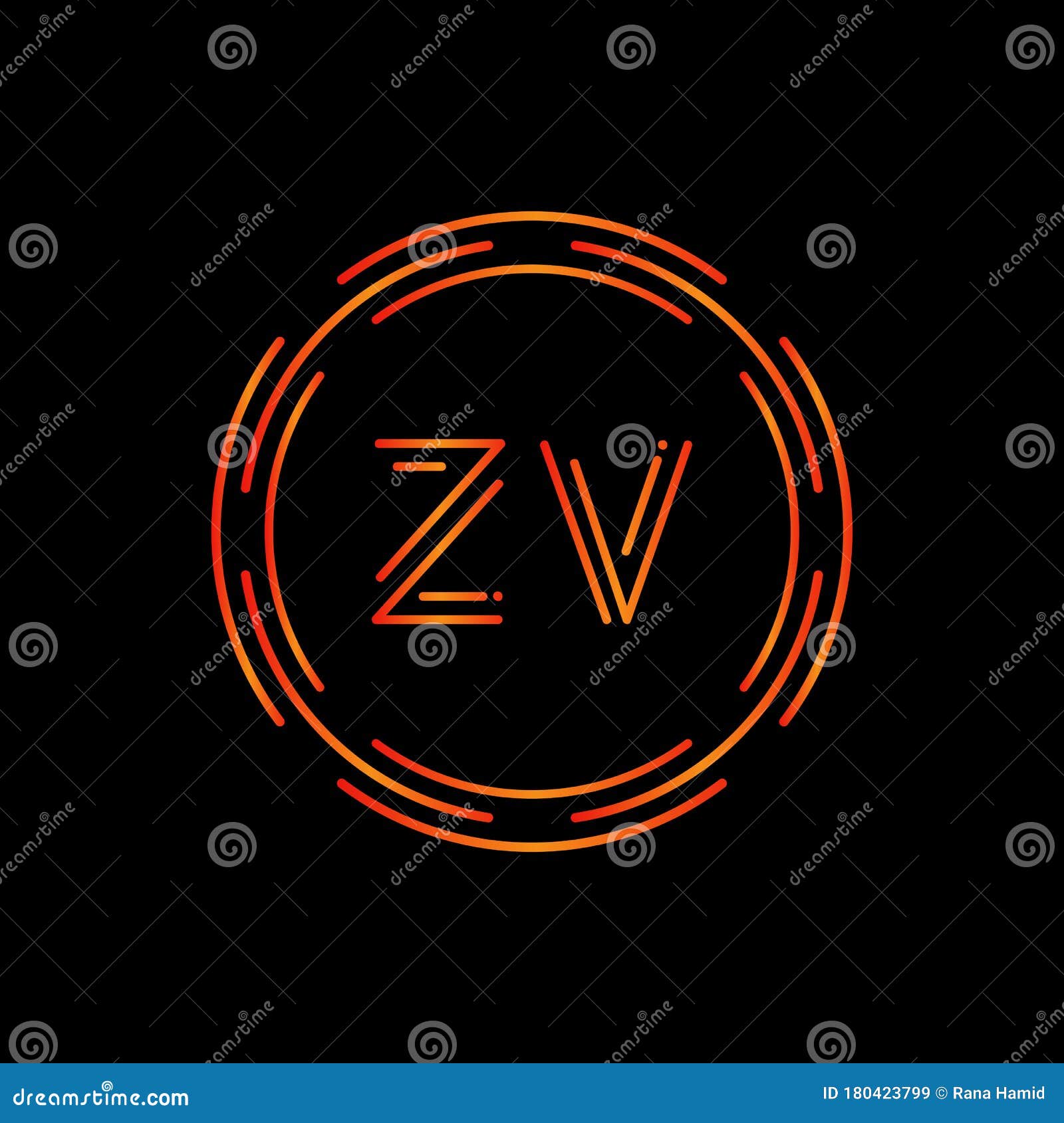 Initial ZV Logo Design Vector Template. Digital Circle Letter ZV ...