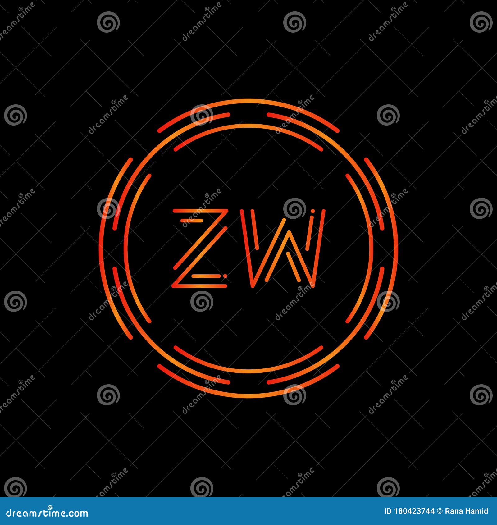 Initial ZW Logo Design Vector Template. Digital Circle Letter ZW ...