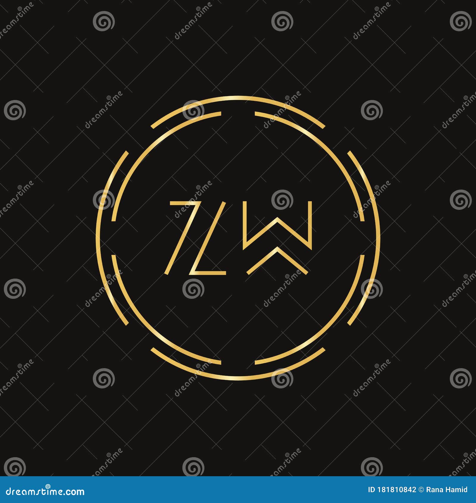 Initial ZW Logo Design Vector Template. Digital Circle Letter ZW ...