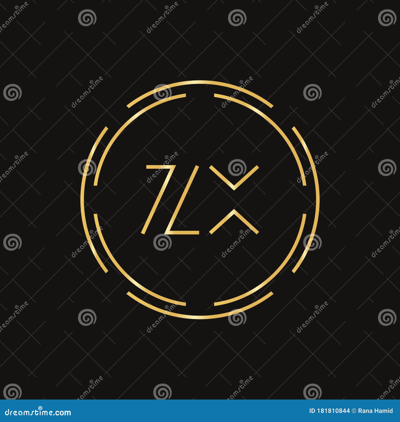 Initial ZX Logo Design Vector Template. Digital Circle Letter ZX ...