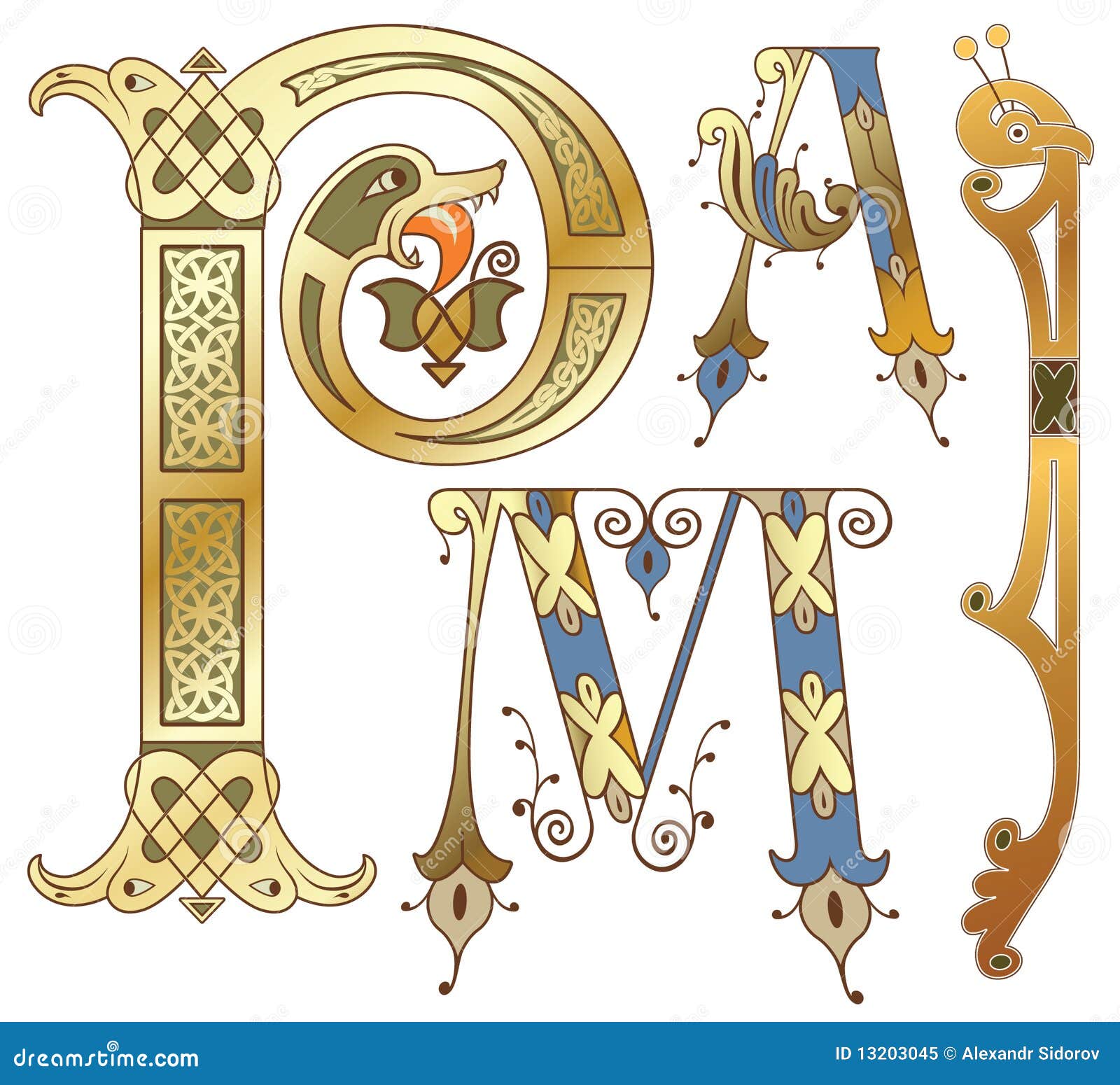 Initials stock vector. Illustration of medieval, initial - 13203045