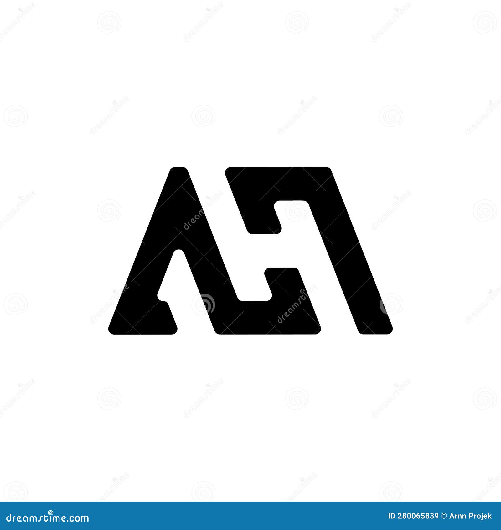 Initials Ah with a Combination of Black and White Media Elements Stock ...