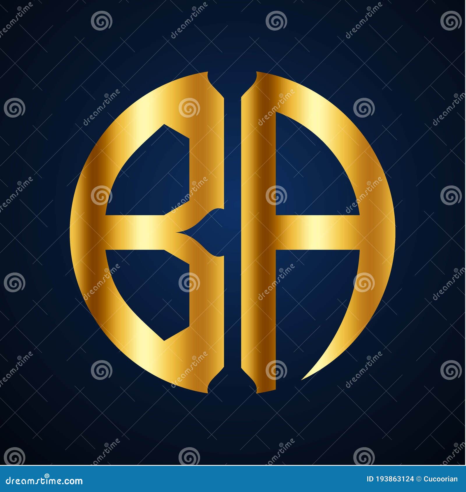 Initials B a Circular Shape and Elegant Gold Color Stock Vector ...
