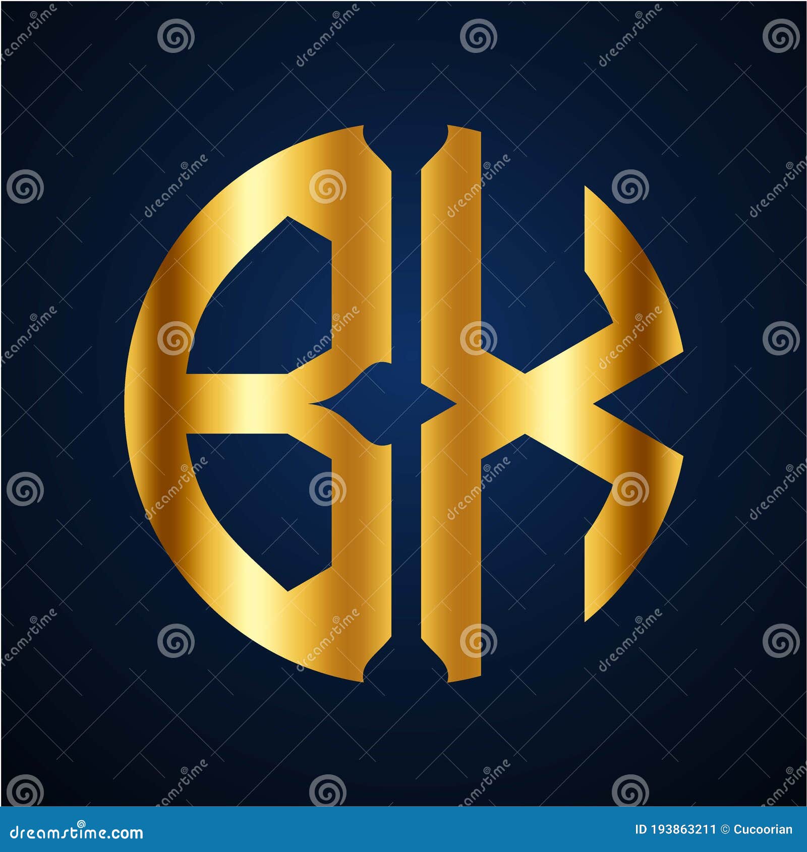 Initials B X Circular Shape and Elegant Gold Color Stock Vector ...