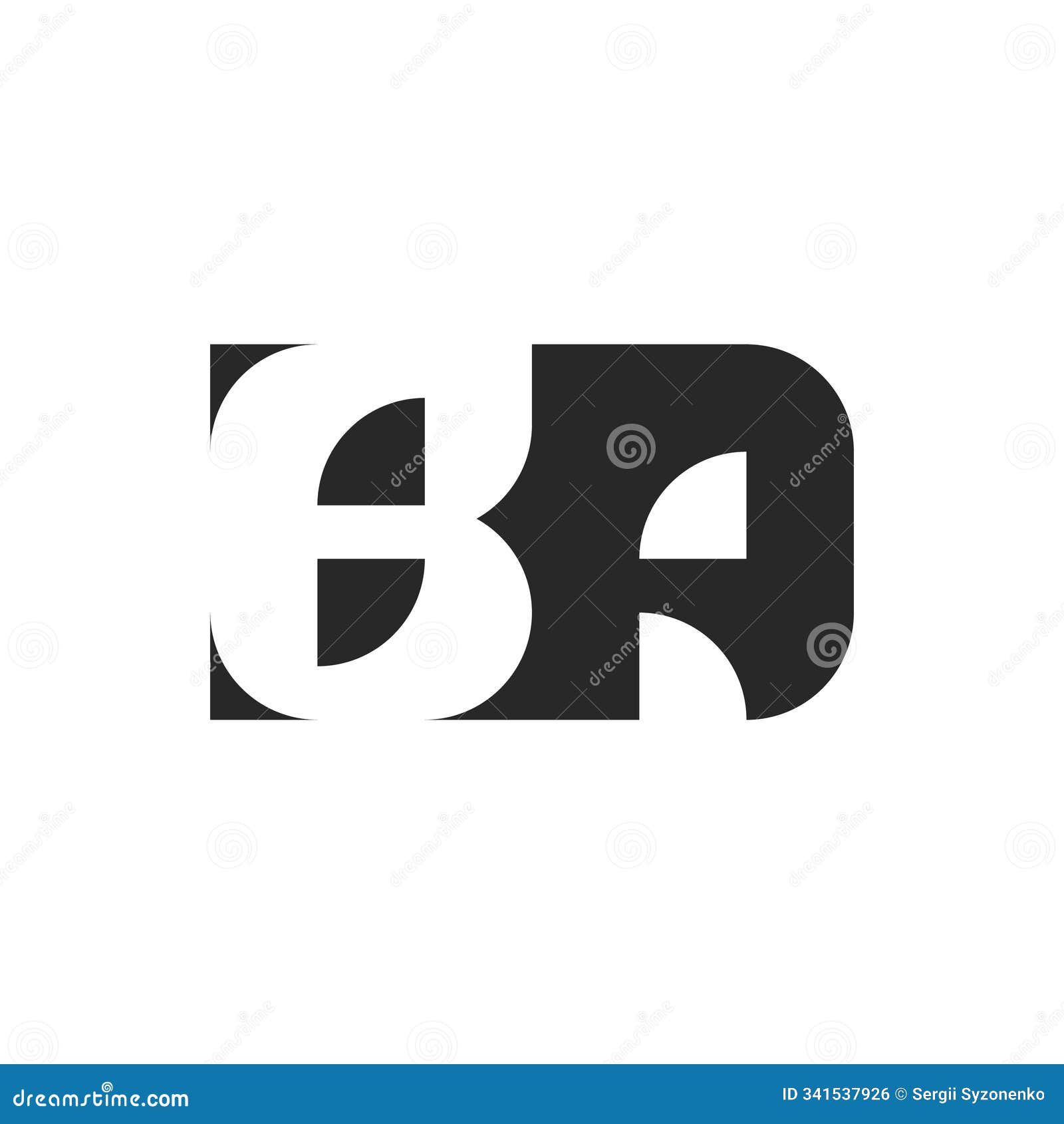 Initials BA Letters Logo Black and White Negative Space Style, Linked ...