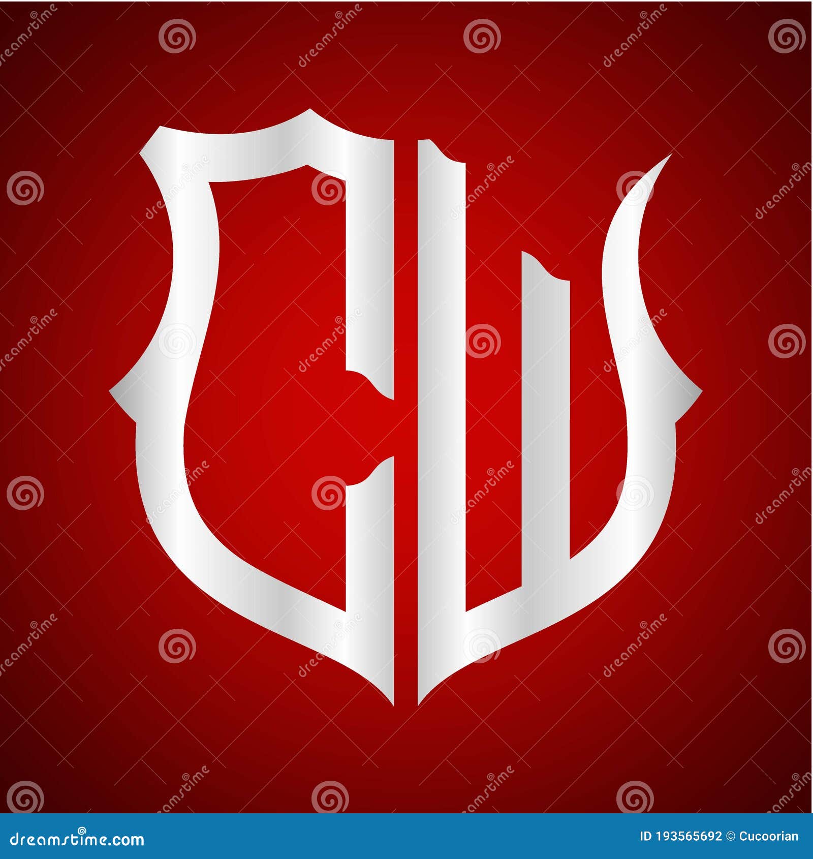 Initials C W Shield Shape with Silver Color Stock Vector - Illustration ...
