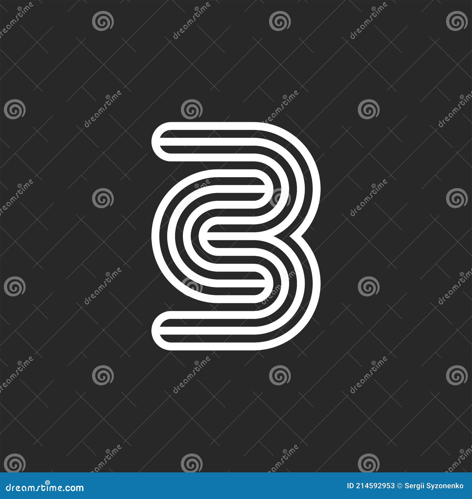 Initials CB or BC Letters Logo Monogram Black and White Think Lines ...