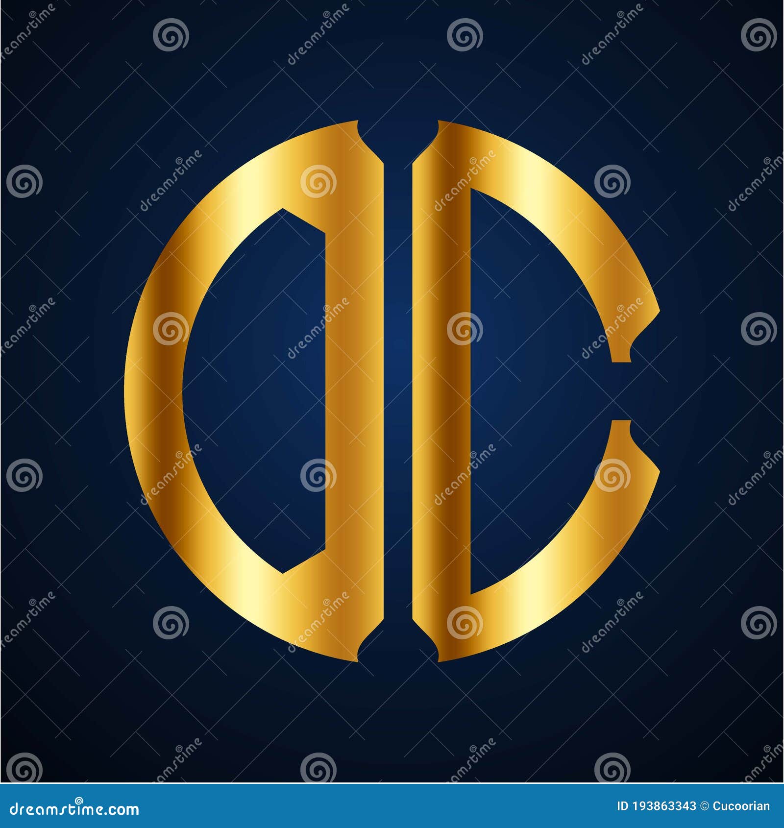 Initials D C Circular Shape and Elegant Gold Color Stock Vector ...