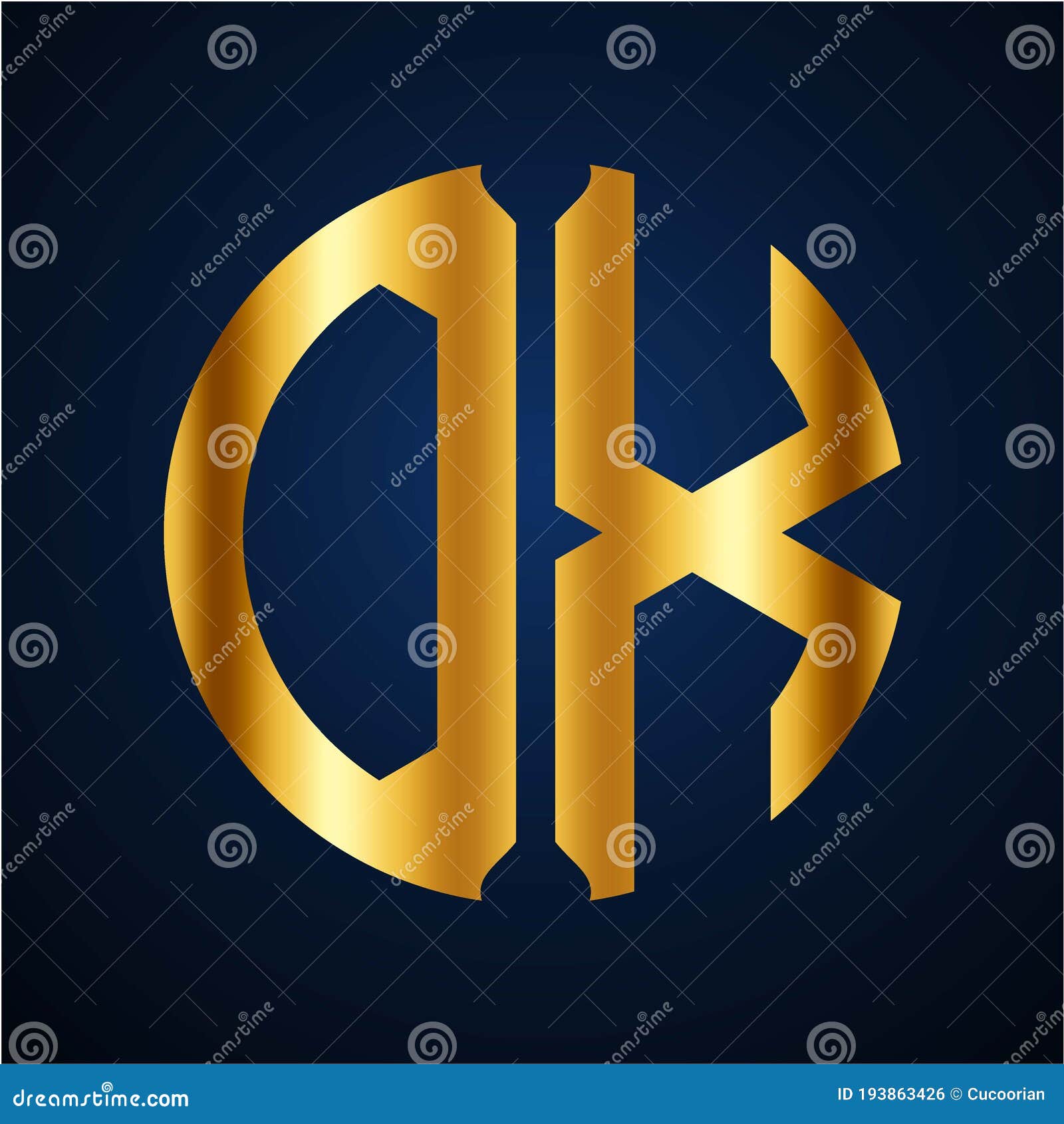 Initials D X Circular Shape and Elegant Gold Color Stock Vector ...