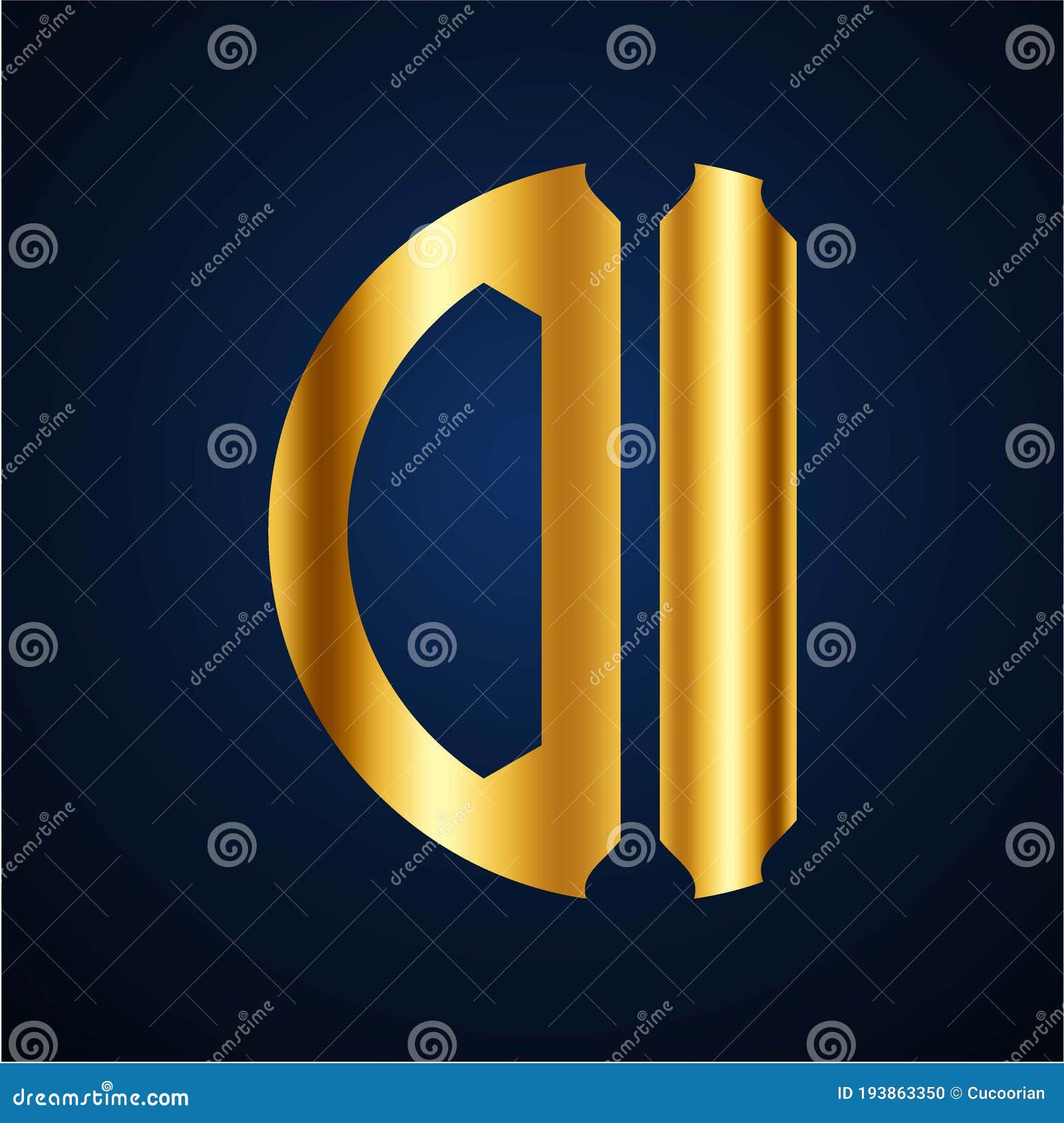 Initials D I Circular Shape and Elegant Gold Color Stock Vector ...