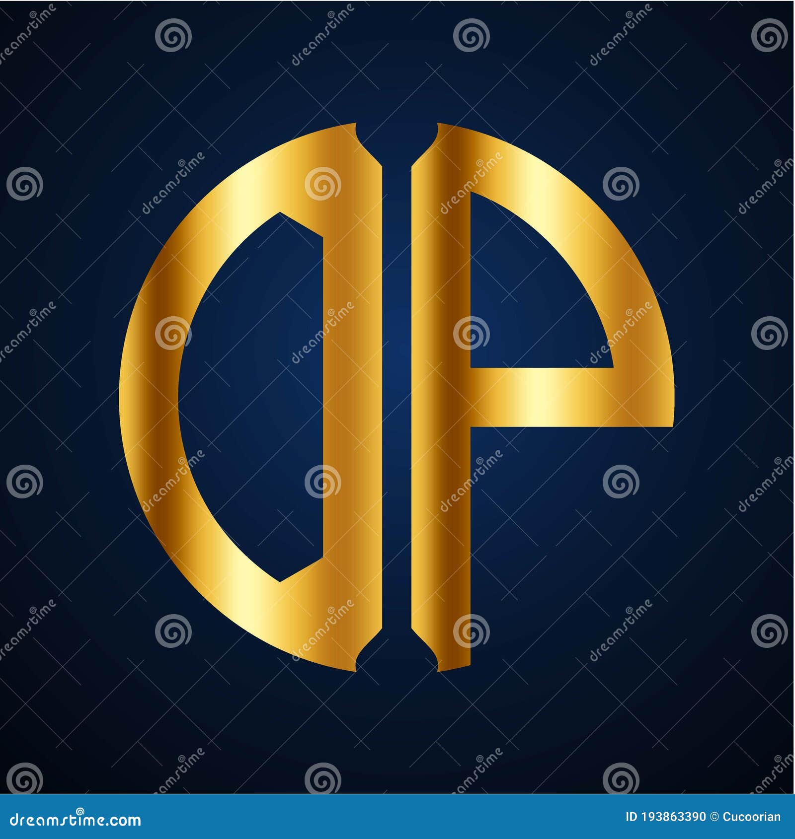 Initials D P Circular Shape and Elegant Gold Color Stock Vector ...