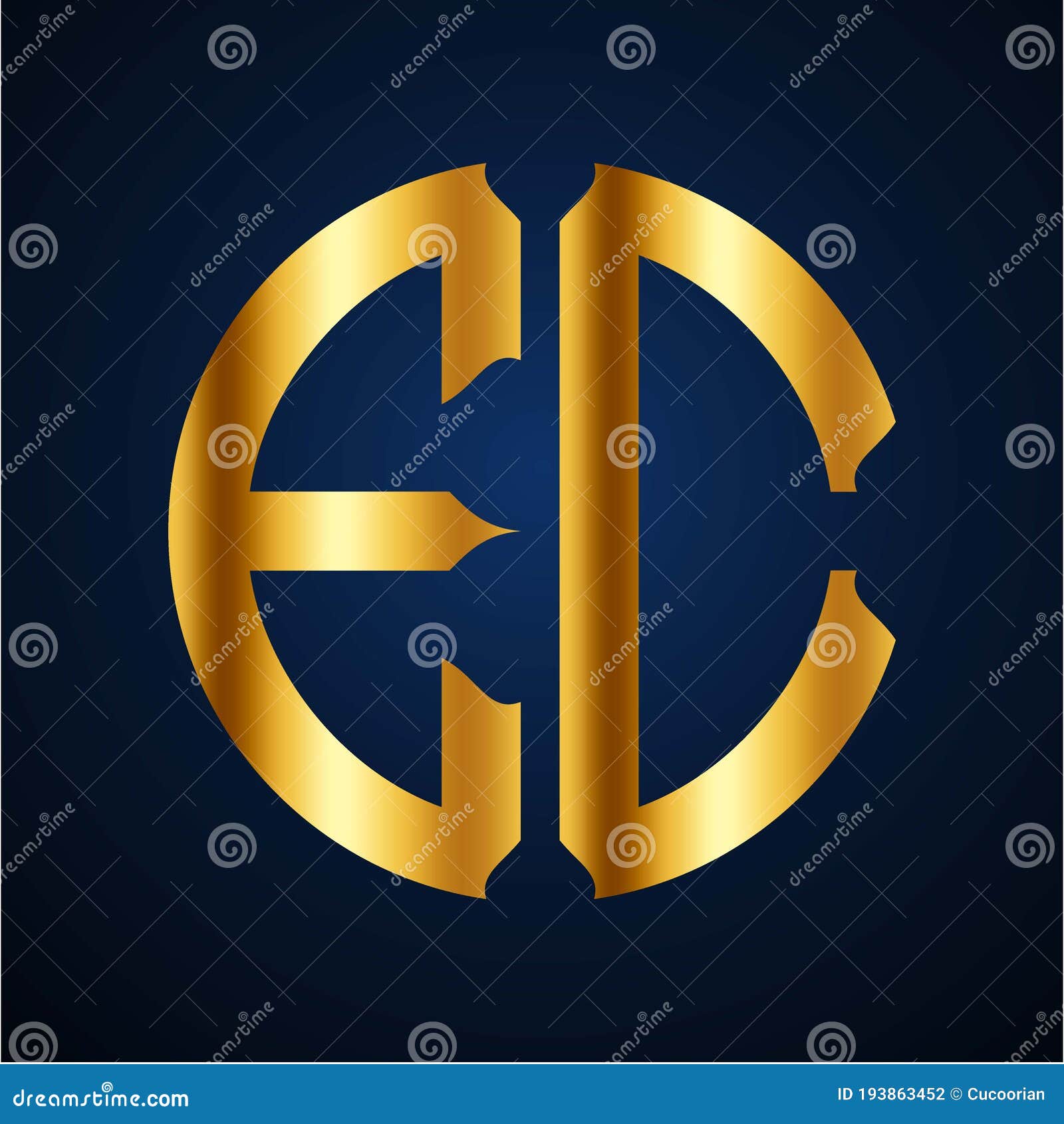 Initials E C Circular Shape and Elegant Gold Color Stock Vector ...
