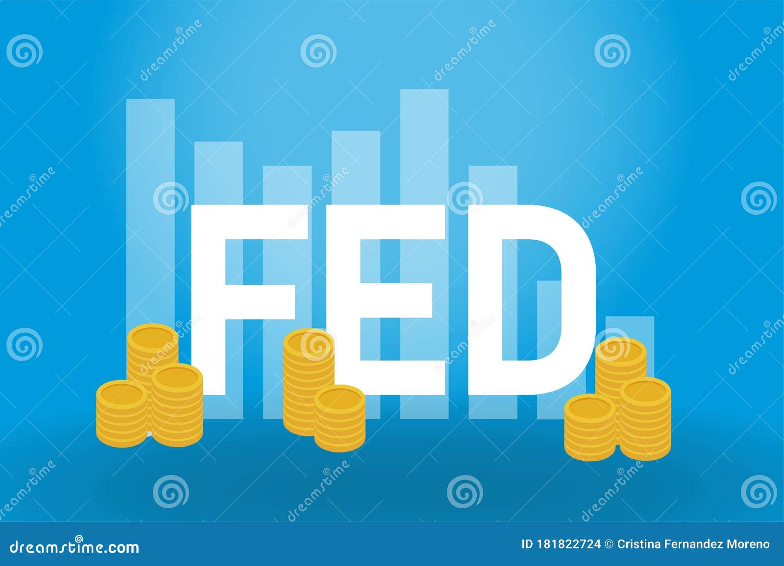 Initials FED of the Federal Reserve Symbol with Blue Background Stock ...