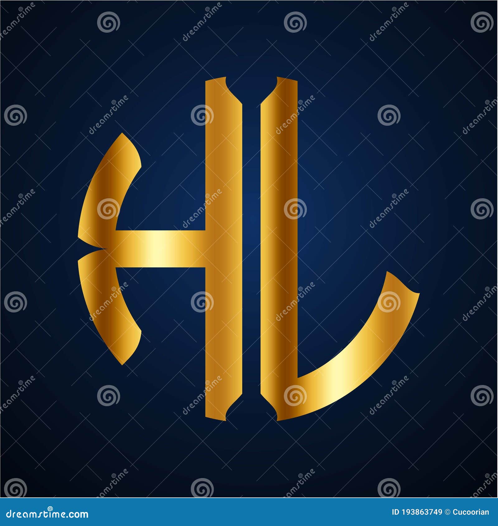 Initials H L Circular Shape and Elegant Gold Color Stock Vector ...