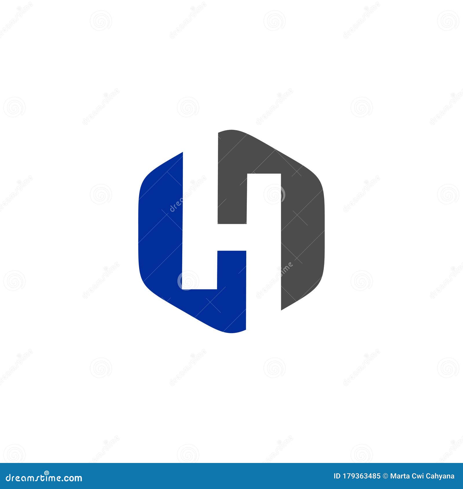 Initials H Logo Vector Abstract Blue Negative Space Stock Vector ...