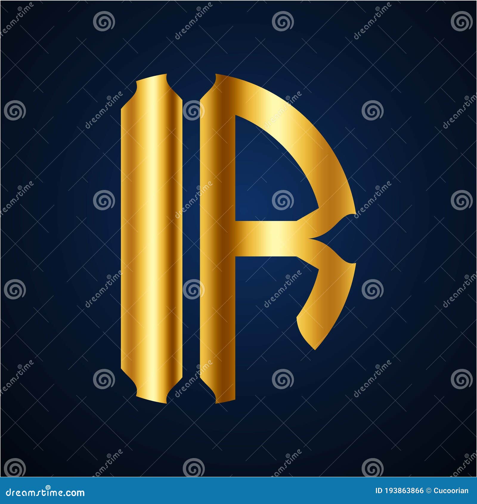 Initials I R Circular Shape and Elegant Gold Color Stock Vector ...