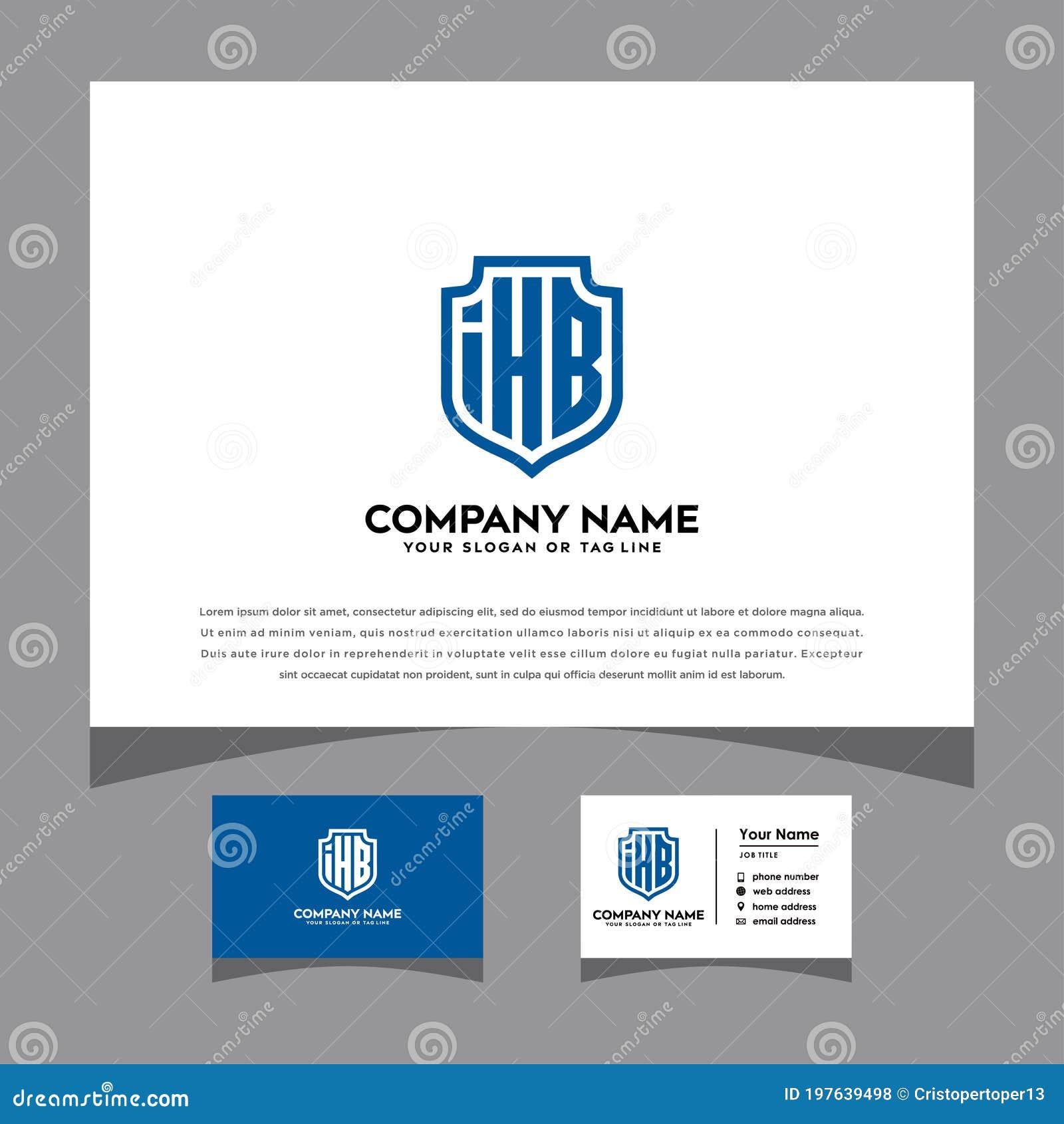 Initials IHb Logo Letters Shielding Pattern with a Business Card Vector ...