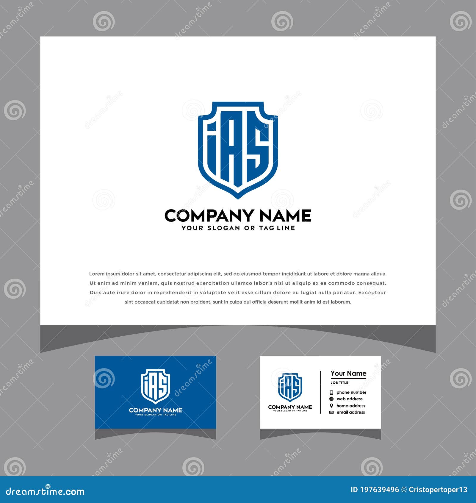 Initials IHS Logo Letters Shielding Pattern with a Business Card Vector ...