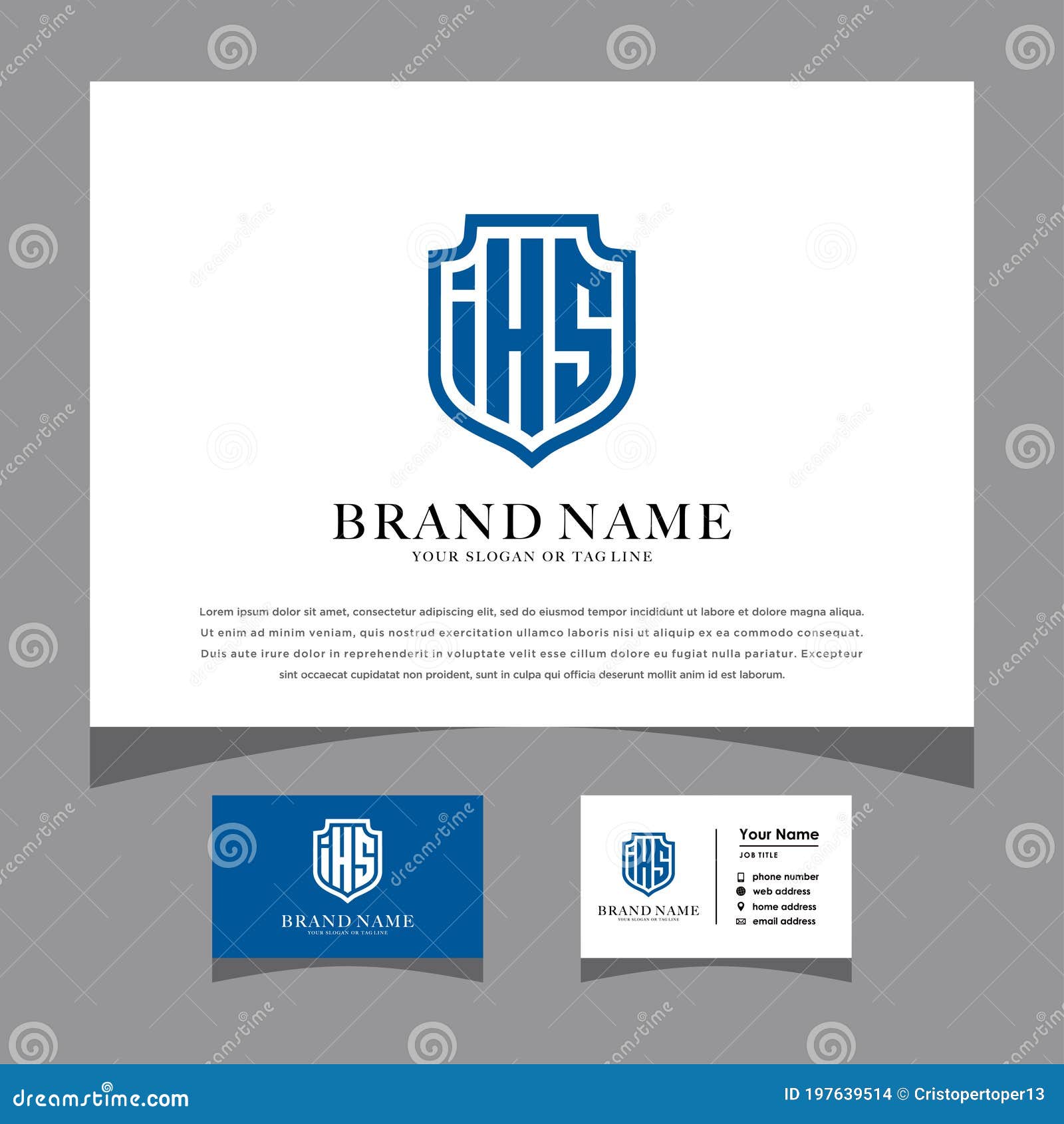 Initials Ihs Logo Letters Shielding Pattern with a Business Card Vector ...