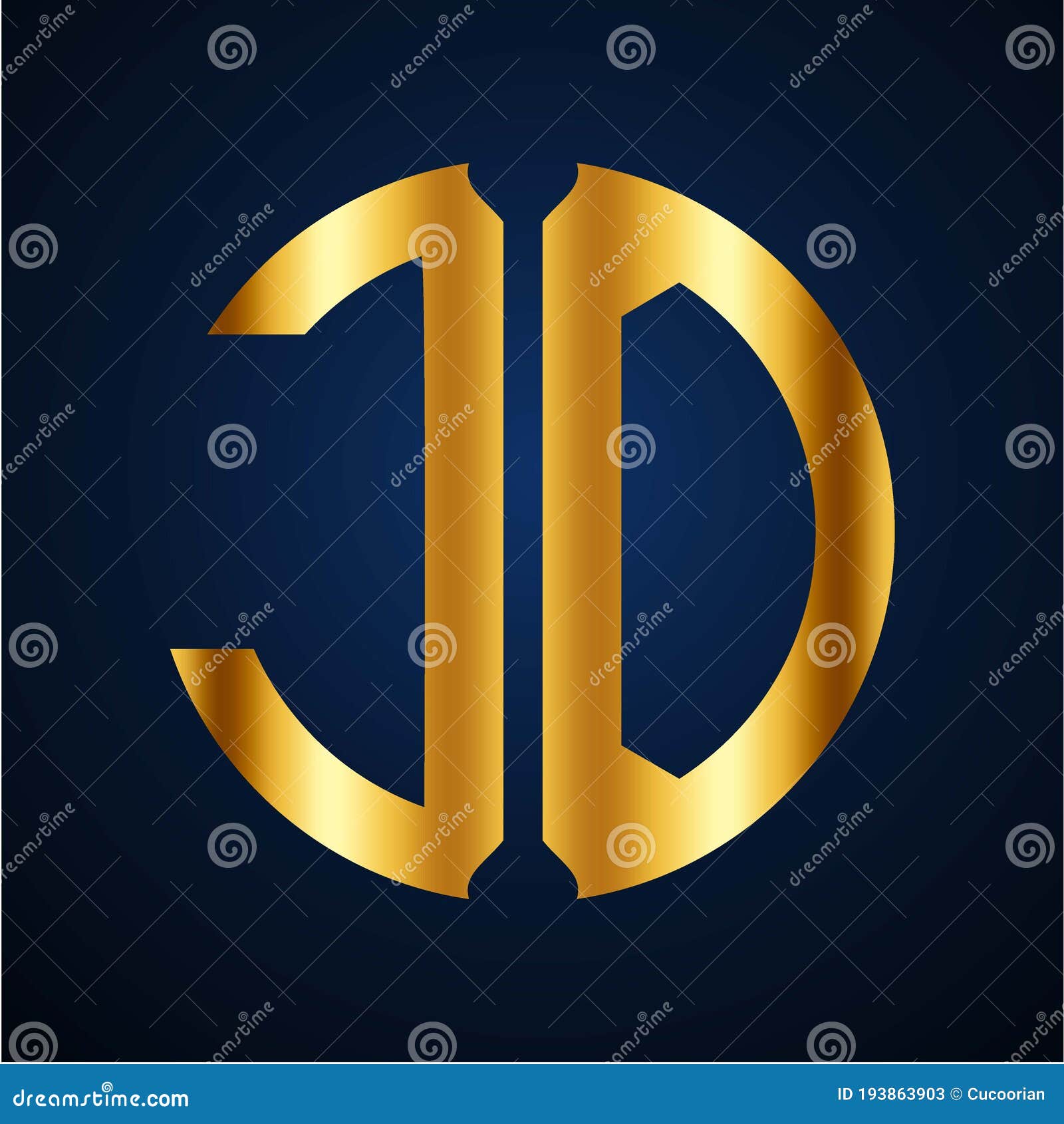 Initials J D Circular Shape and Elegant Gold Color Stock Vector ...