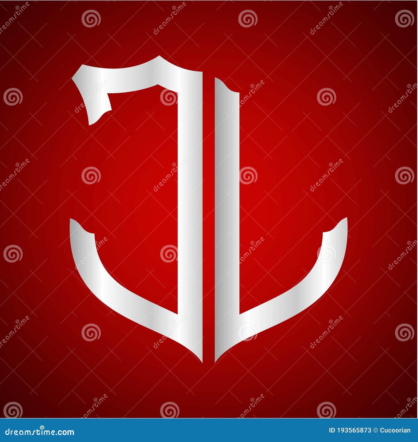 Initials J L Shield Shape with Silver Color Stock Vector - Illustration ...
