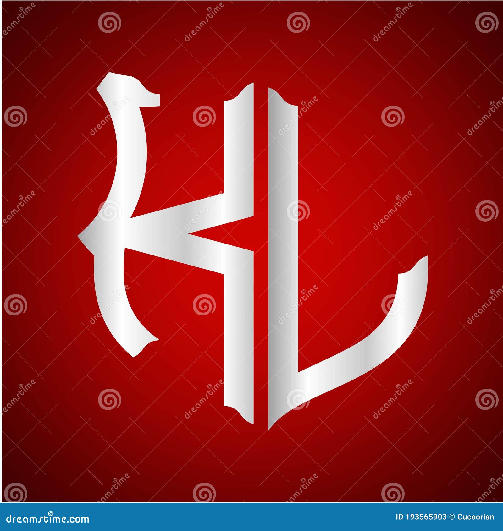 Initials K L Shield Shape with Silver Color Stock Vector - Illustration ...