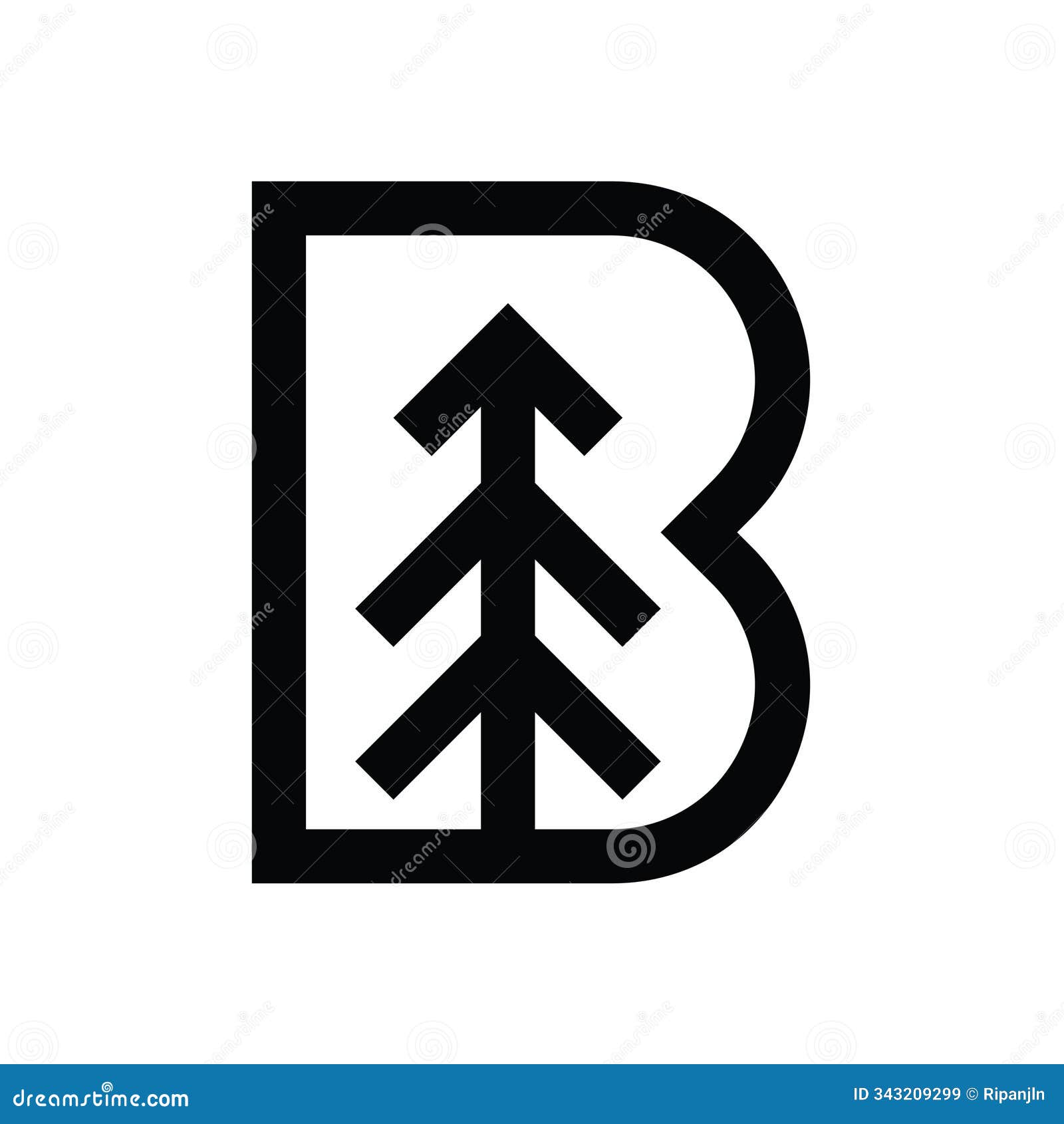 Initials Letter B Pine Tree Logo Design Inspiration Stock Illustration ...