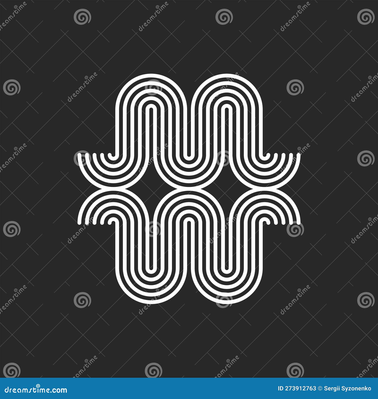 Initials Letters MW or WM Logo Monogram Rounded Waves Shape ...
