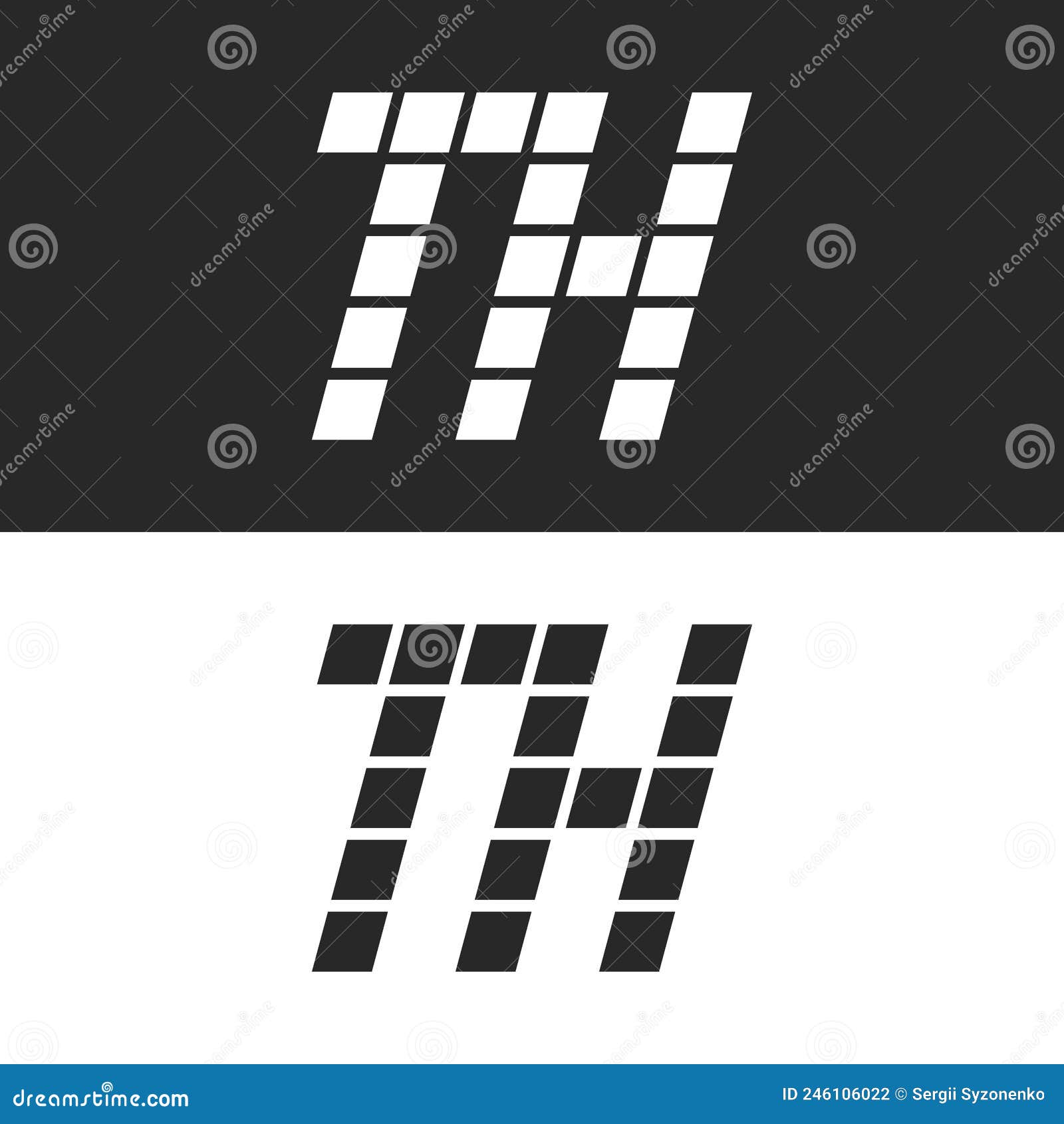 Initials Letters TH or HT Monogram Logo from Blocks Shape, Combination ...