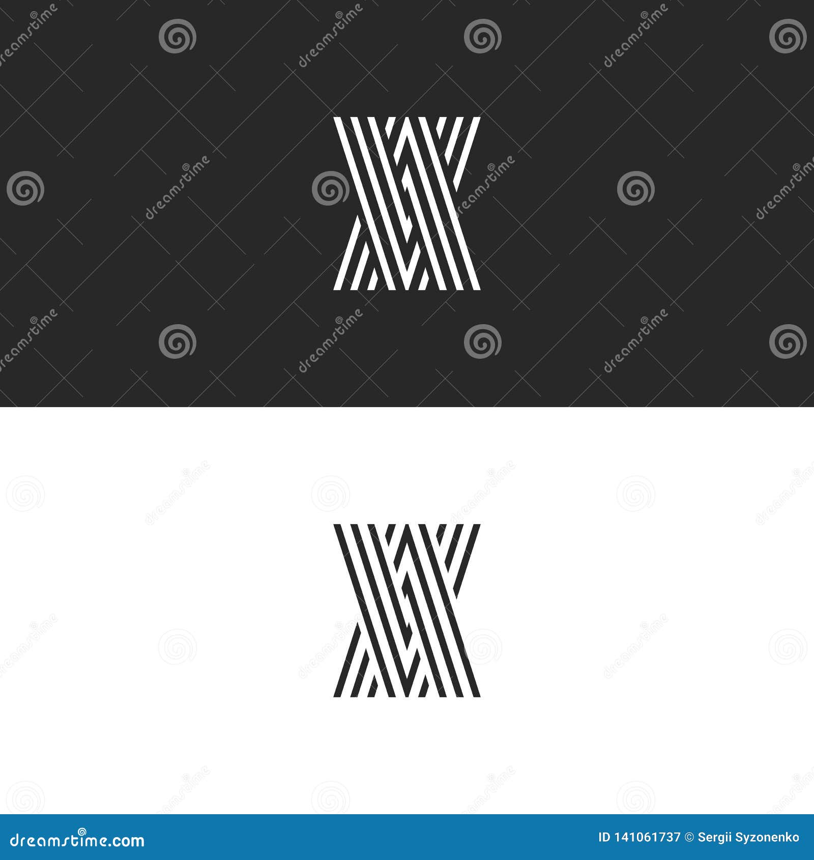 Initials Logo VA Letters Monogram, Overlapping Parallel Thin Lines ...