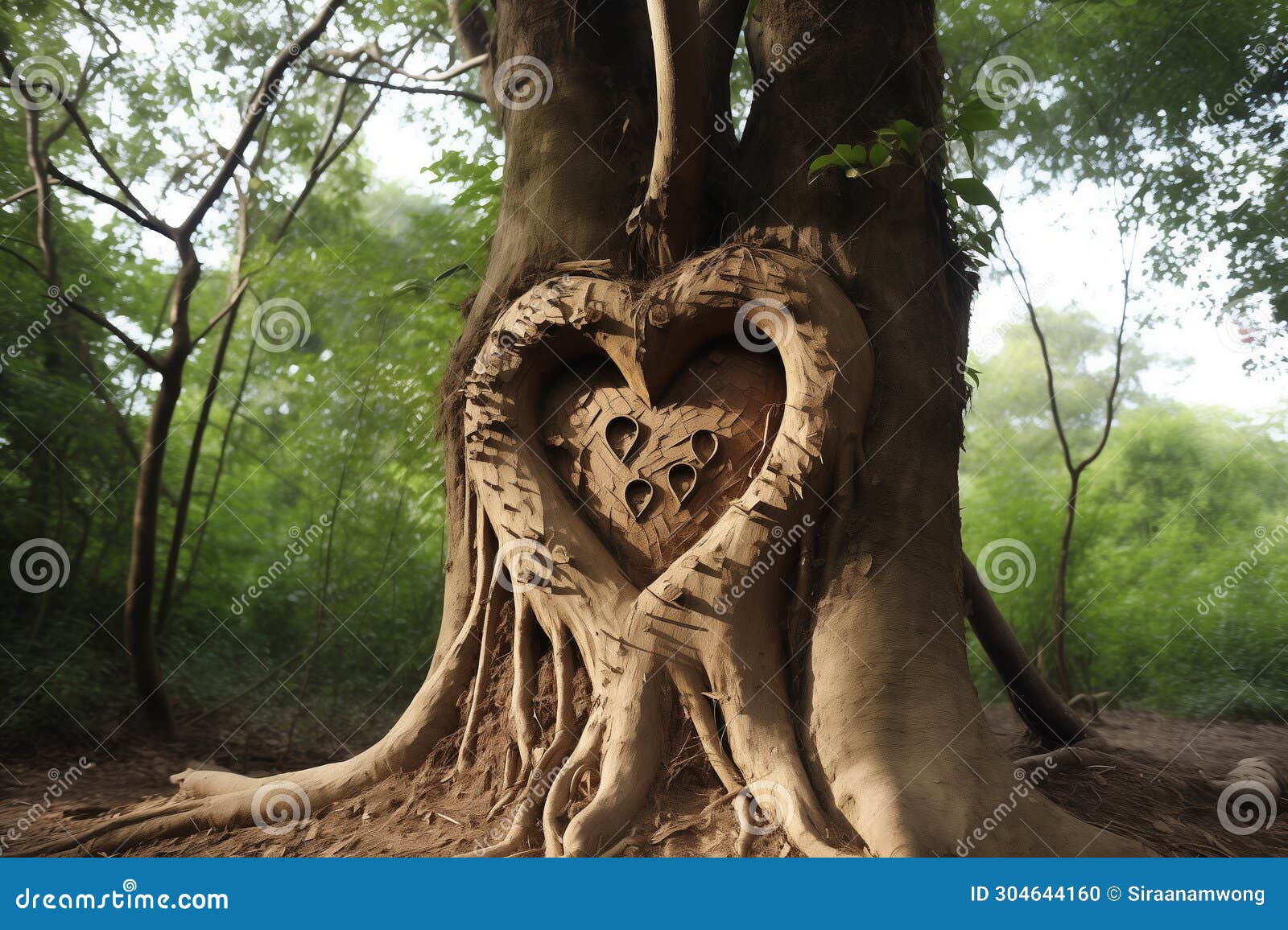 Initials Love Heart Carved into Tree Trunk by Generative Ai Stock ...