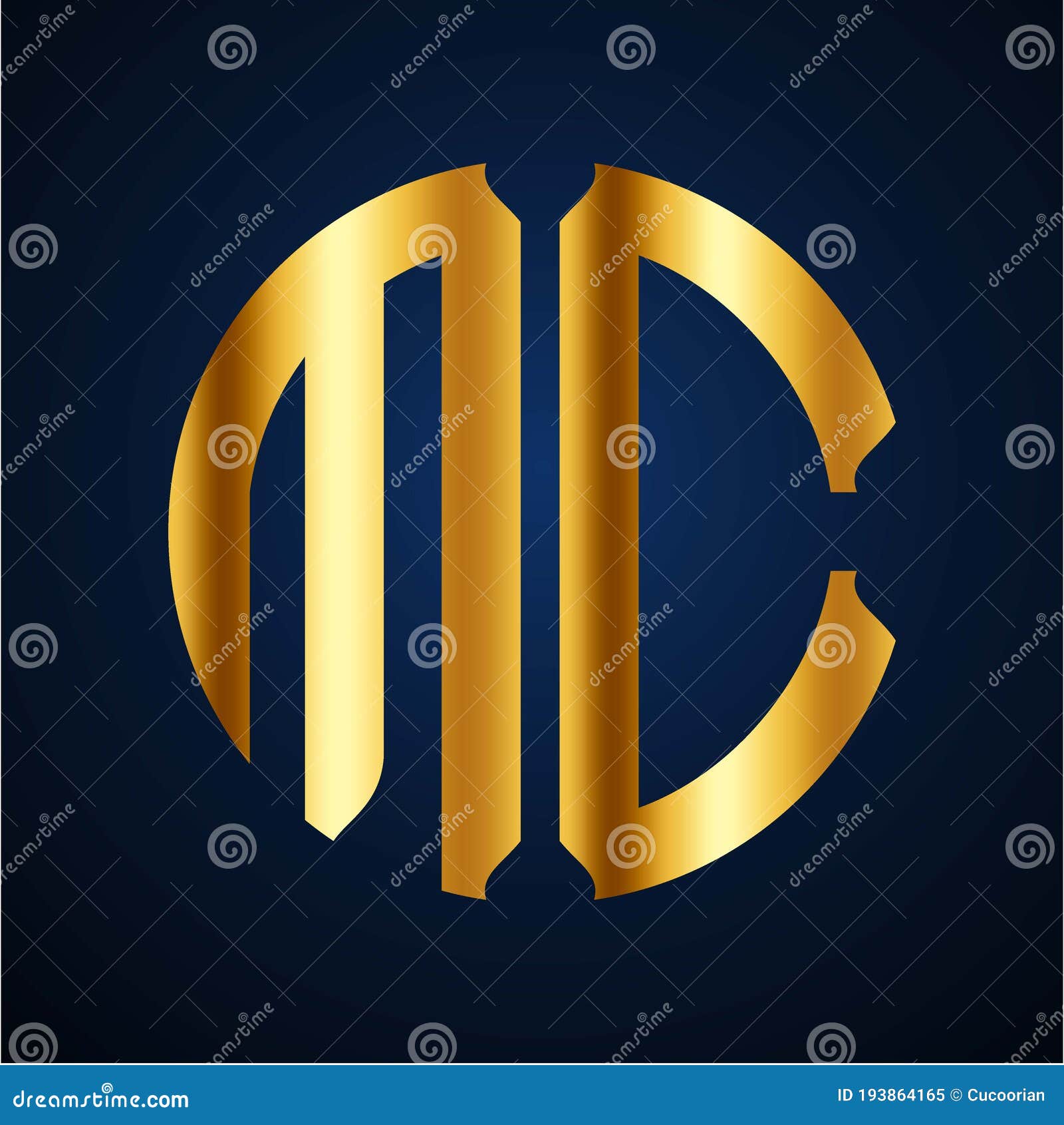 Initials M C Circular Shape and Elegant Gold Color Stock Vector ...
