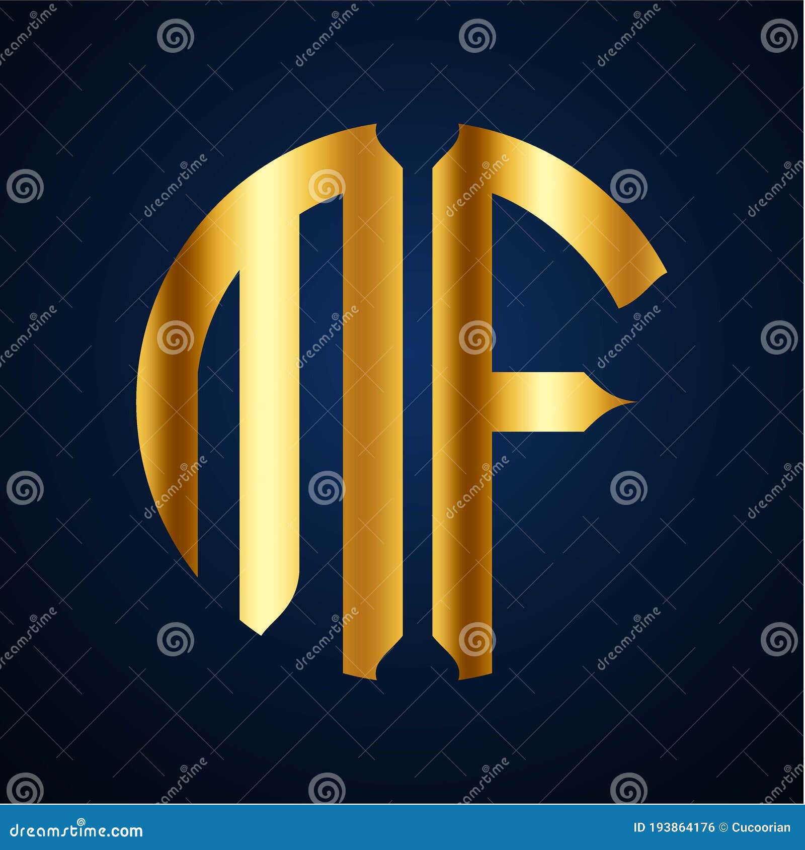 Initials M F Circular Shape and Elegant Gold Color Stock Vector ...
