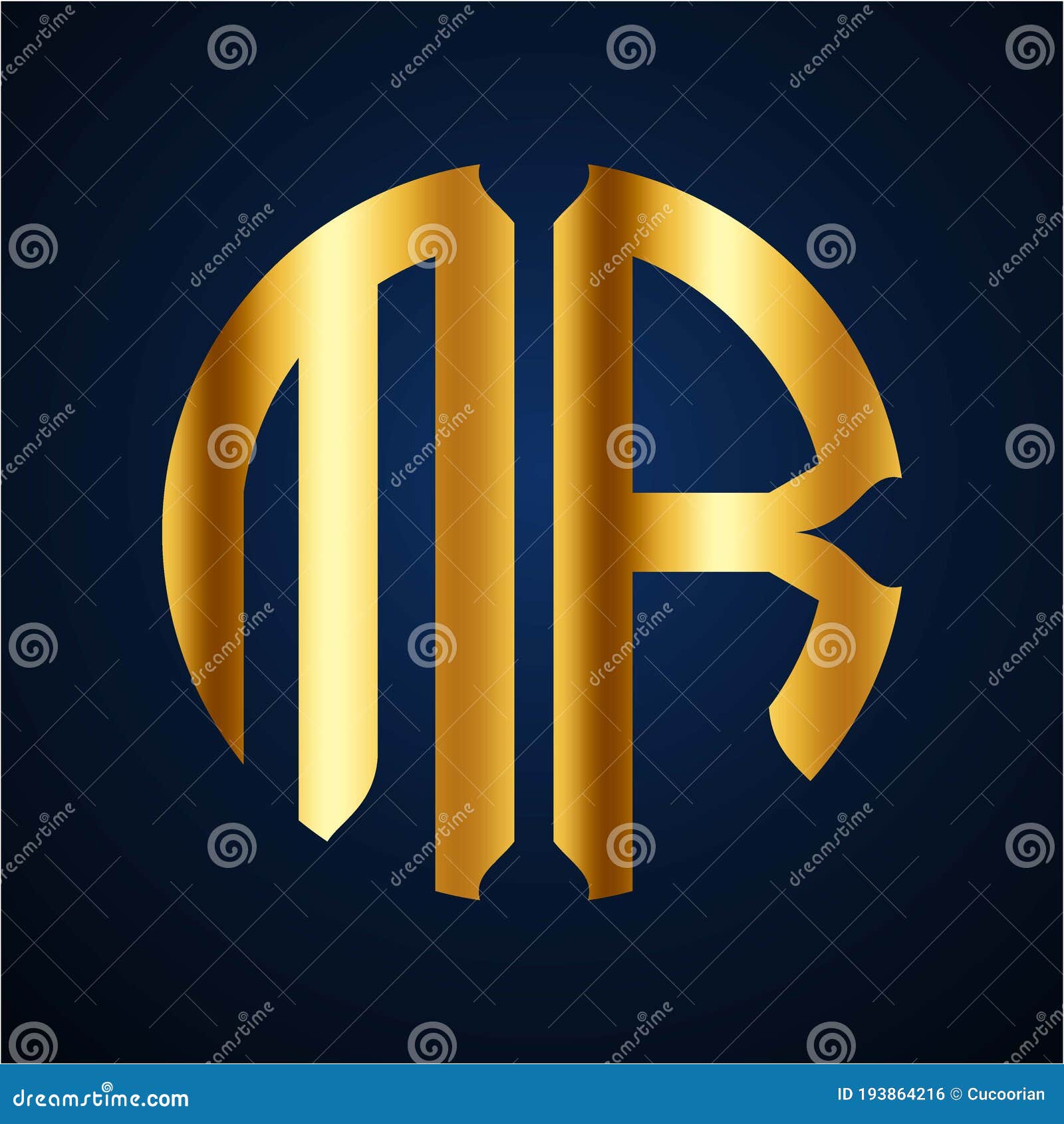 Initials M R Circular Shape and Elegant Gold Color Stock Vector ...